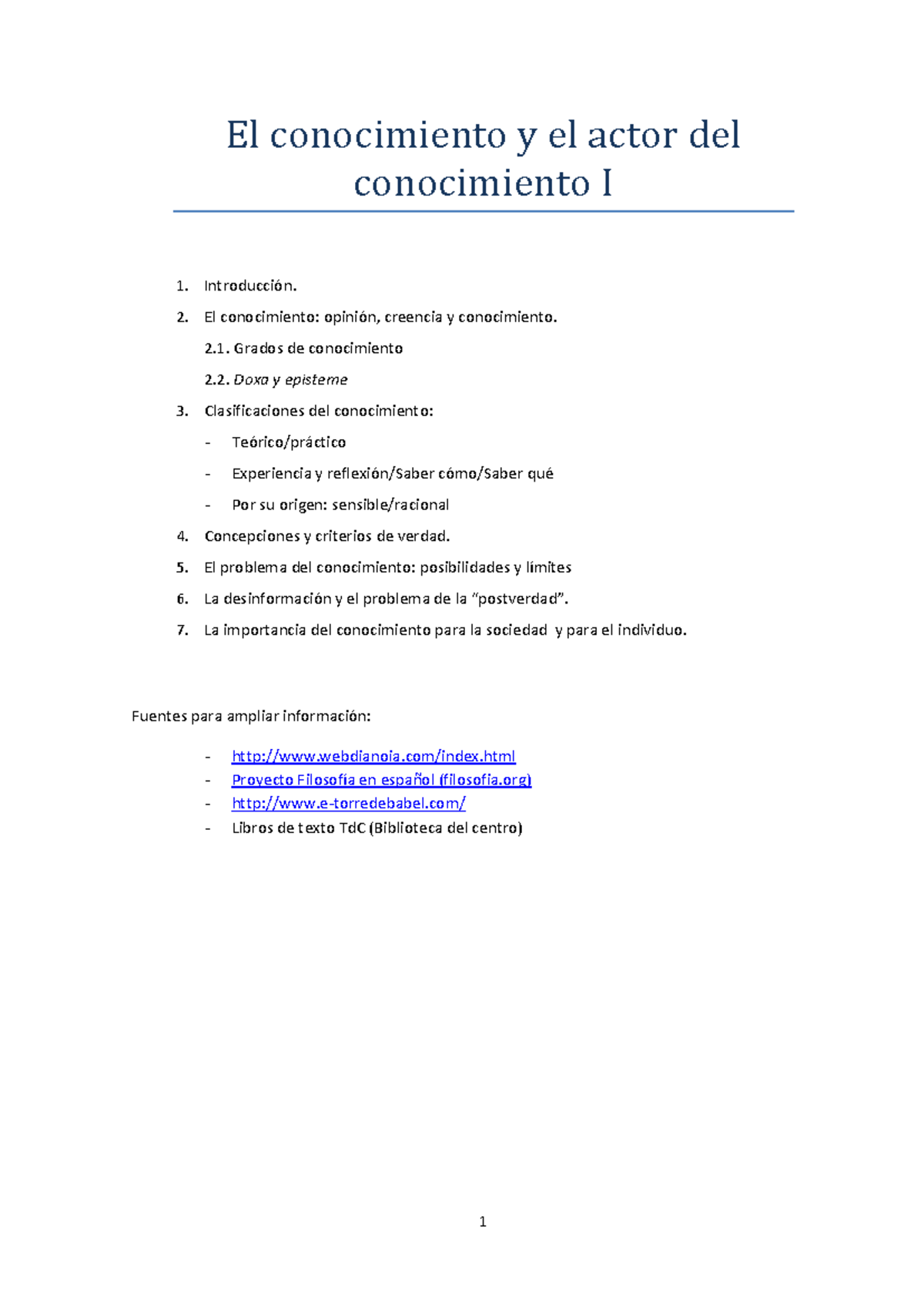 El Conocimiento: Grados, Clasificaciones y Problemas Epistemológicos ...