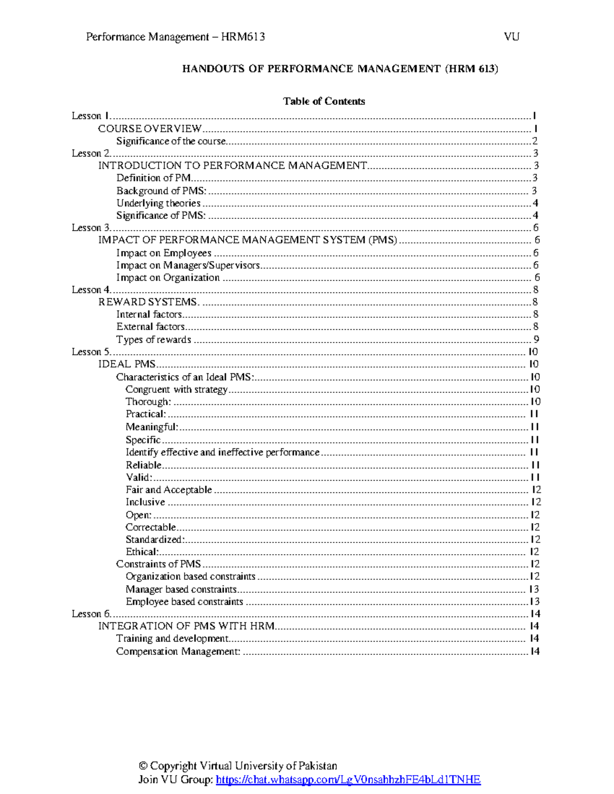 Performance Management Overview and Key Concepts - HRM613 - Studocu