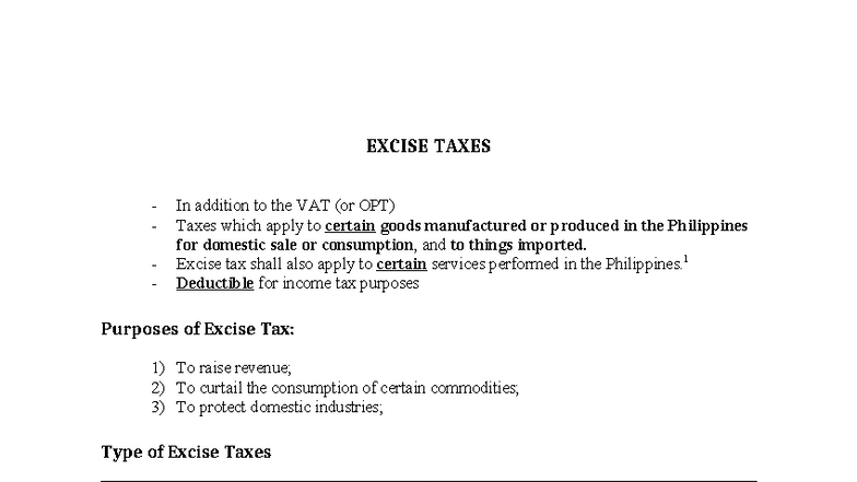 Material 10 Excise Tax DST - EXCISE TAXES - In addition to the VAT (or ...