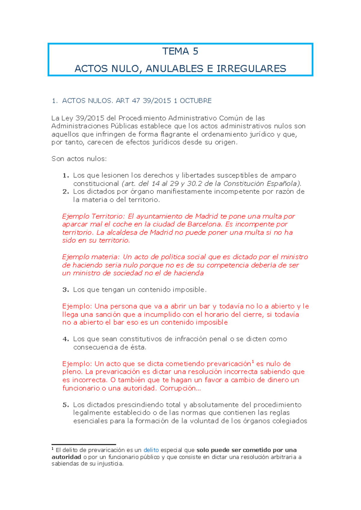 Actos NULO Y Anulable ejemplos - TEMA 5 ACTOS NULO, ANULABLES E ...