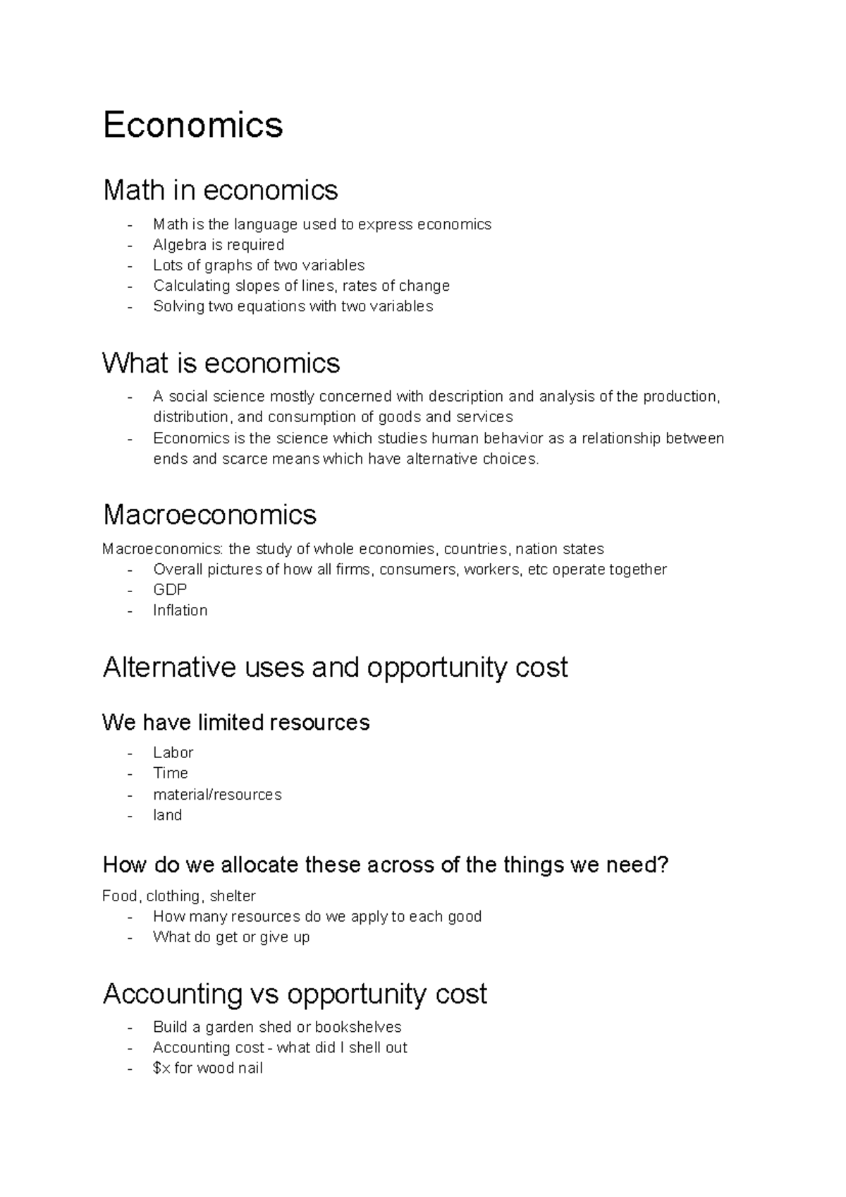 Economics 101: Principles and Concepts Overview - Studocu