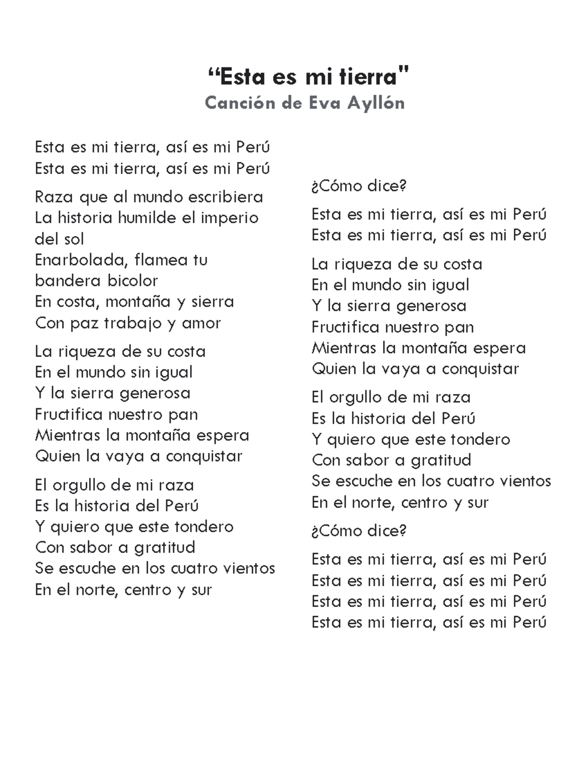 Análisis y significado de "Esta es mi tierra" - Canción de Eva Ayllón ...