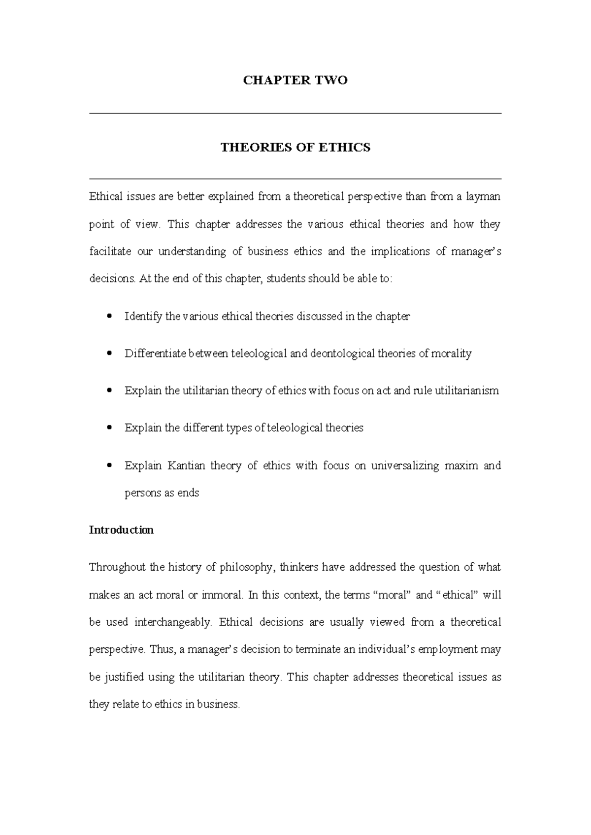 Lecture 2: Theories of Ethics - Understanding Business Ethics - Studocu