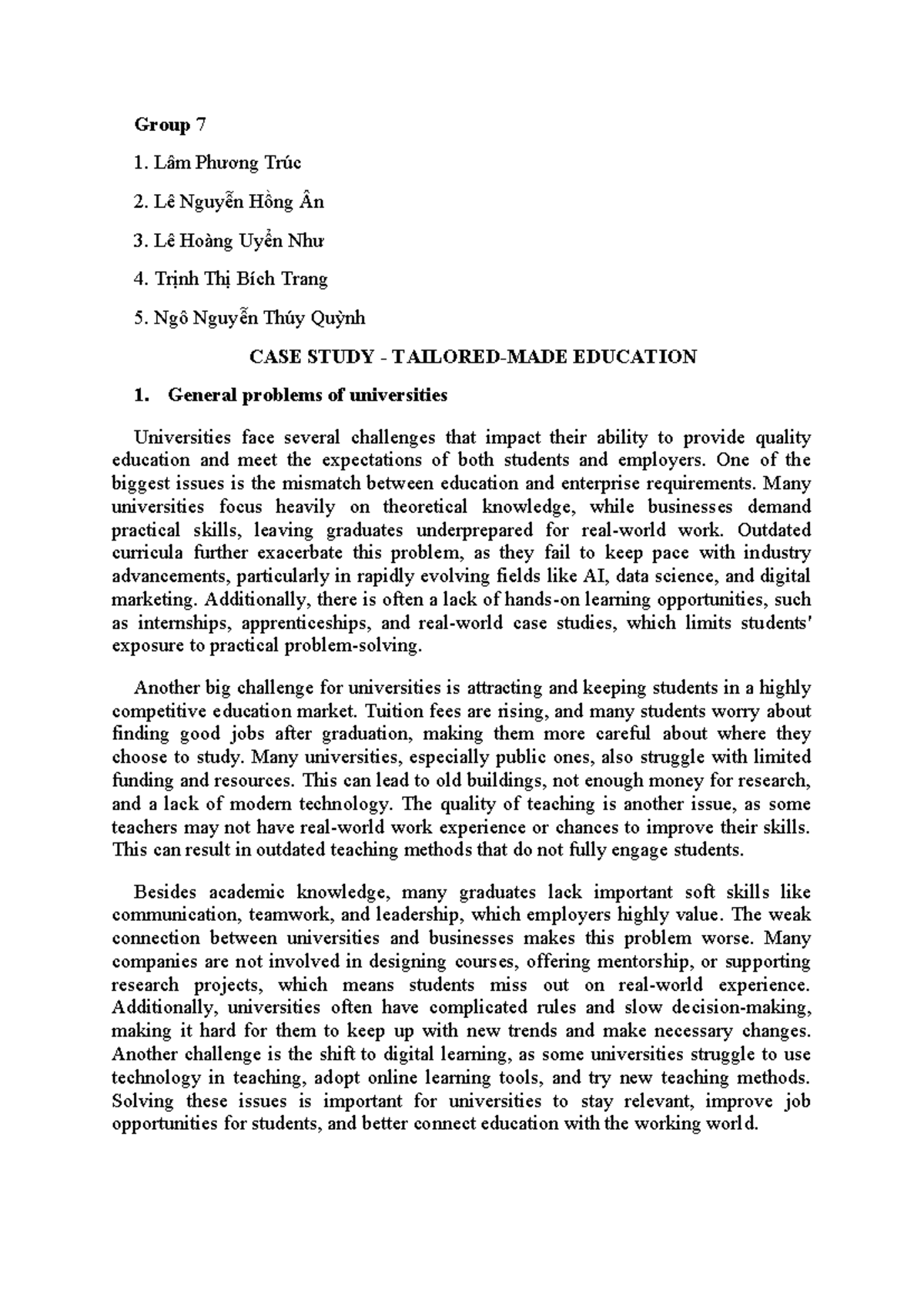 Case Study: Tailored-Made Education & Strategies - Group 7 Marketing ...