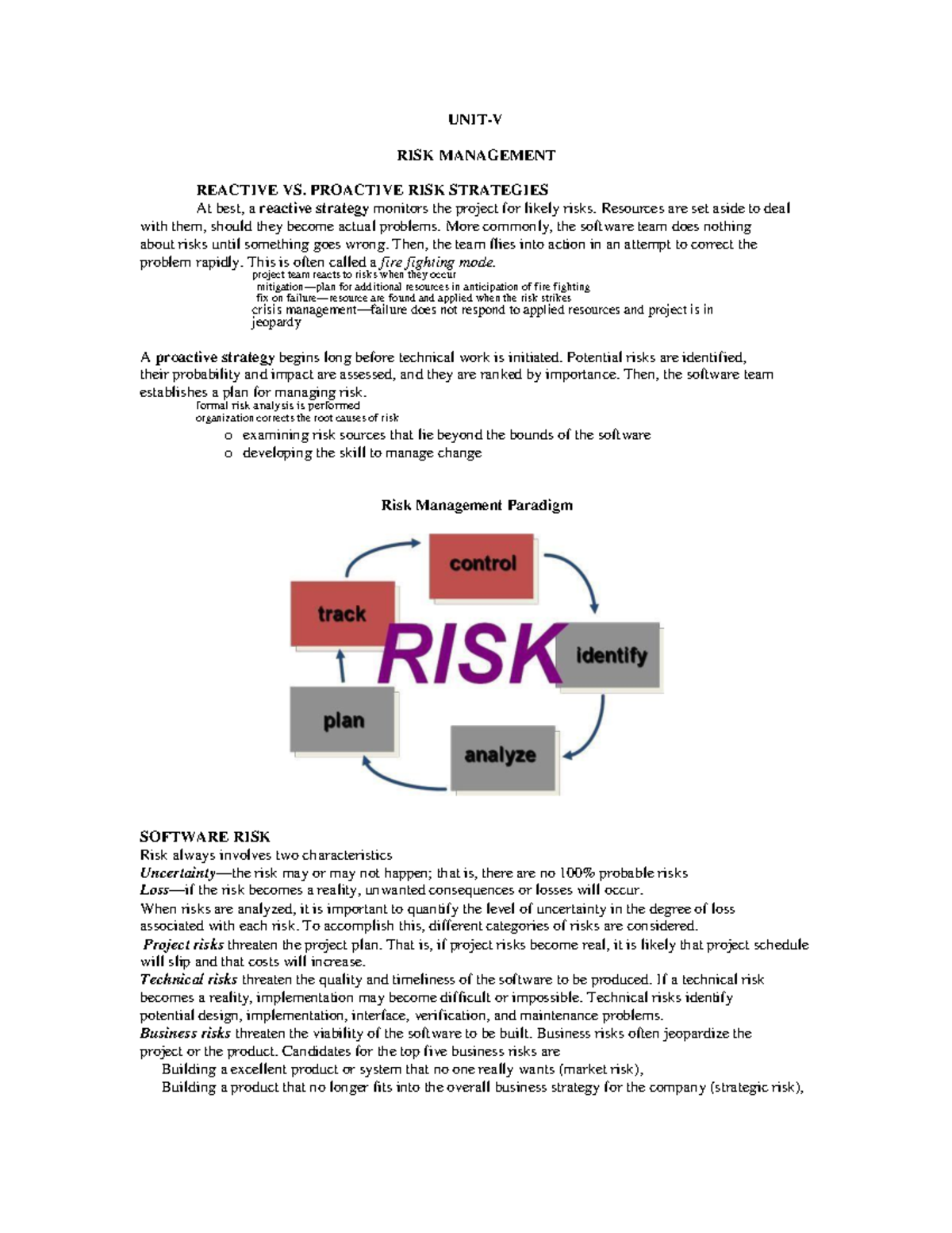 RISK MANAGEMENT STRATEGIES: REACTIVE VS. PROACTIVE APPROACHES - Studocu