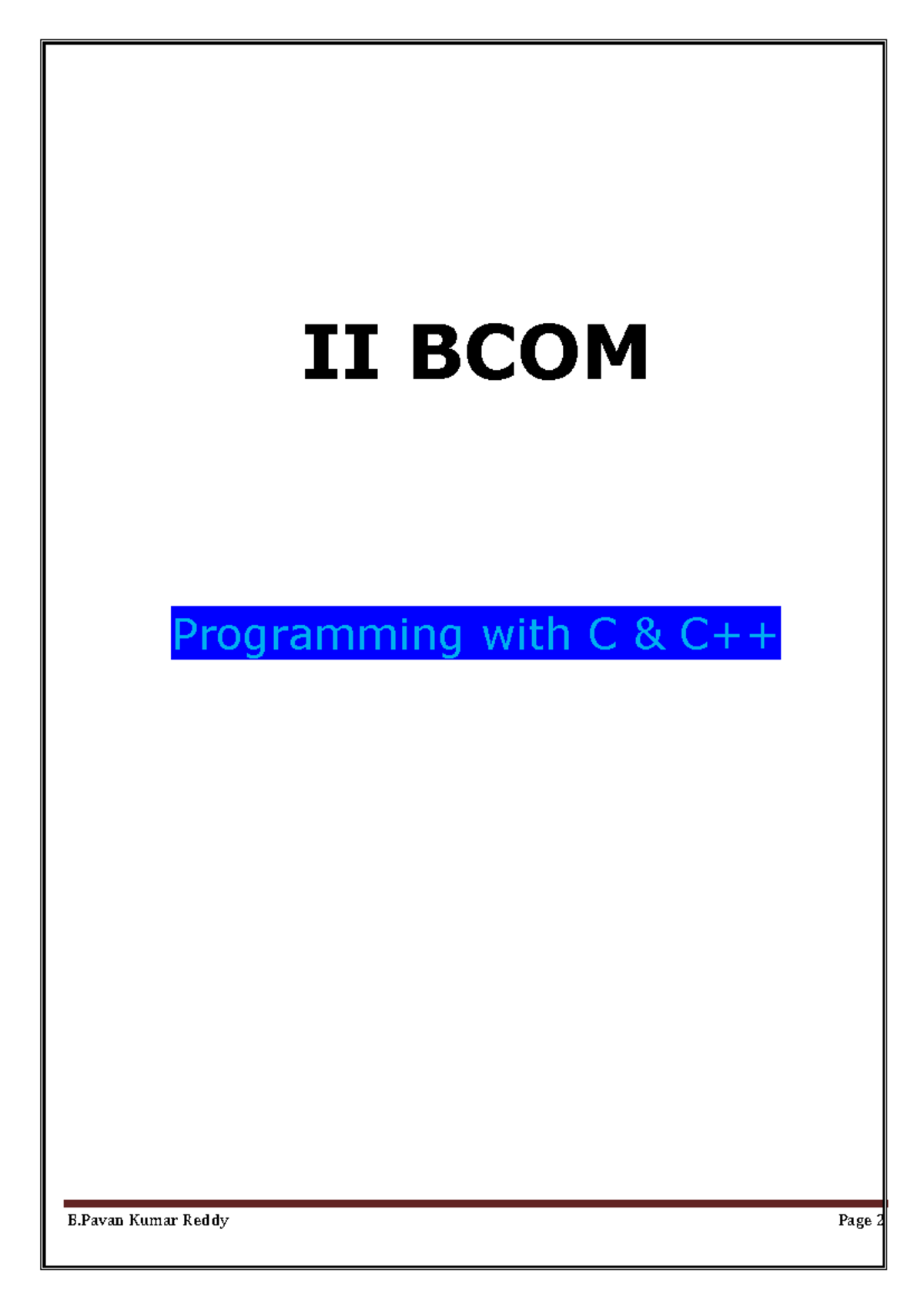 Pavanbcom Cand C C C Notes Ii Bcom Ii B Programming With C 2915