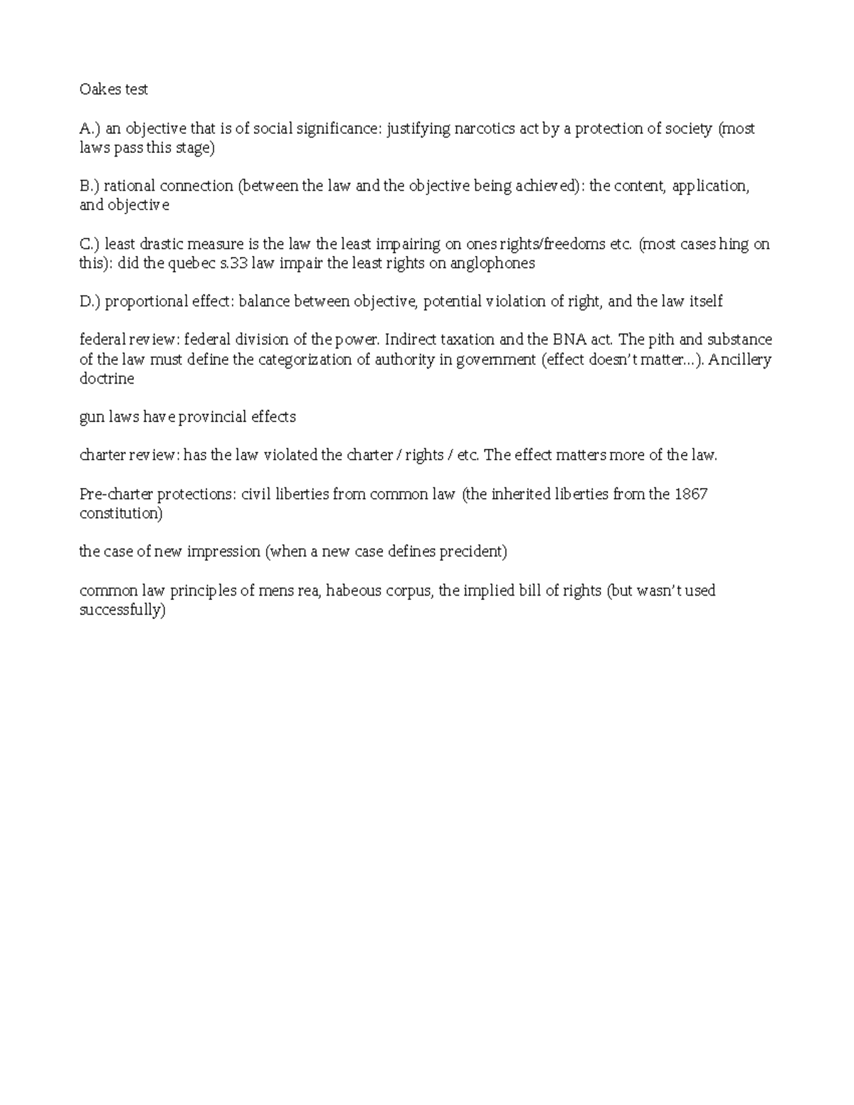 Lectureweek 2p1 - Some notes on the oakes test - Oakes test A.) an ...