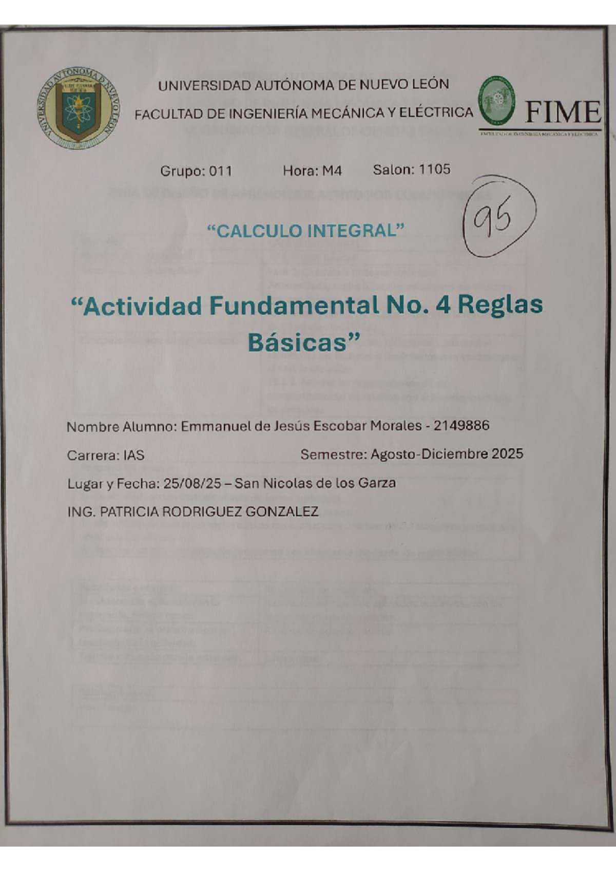 AF4: Reglas Básicas de Integración en Cálculo Integral - UANL - Studocu