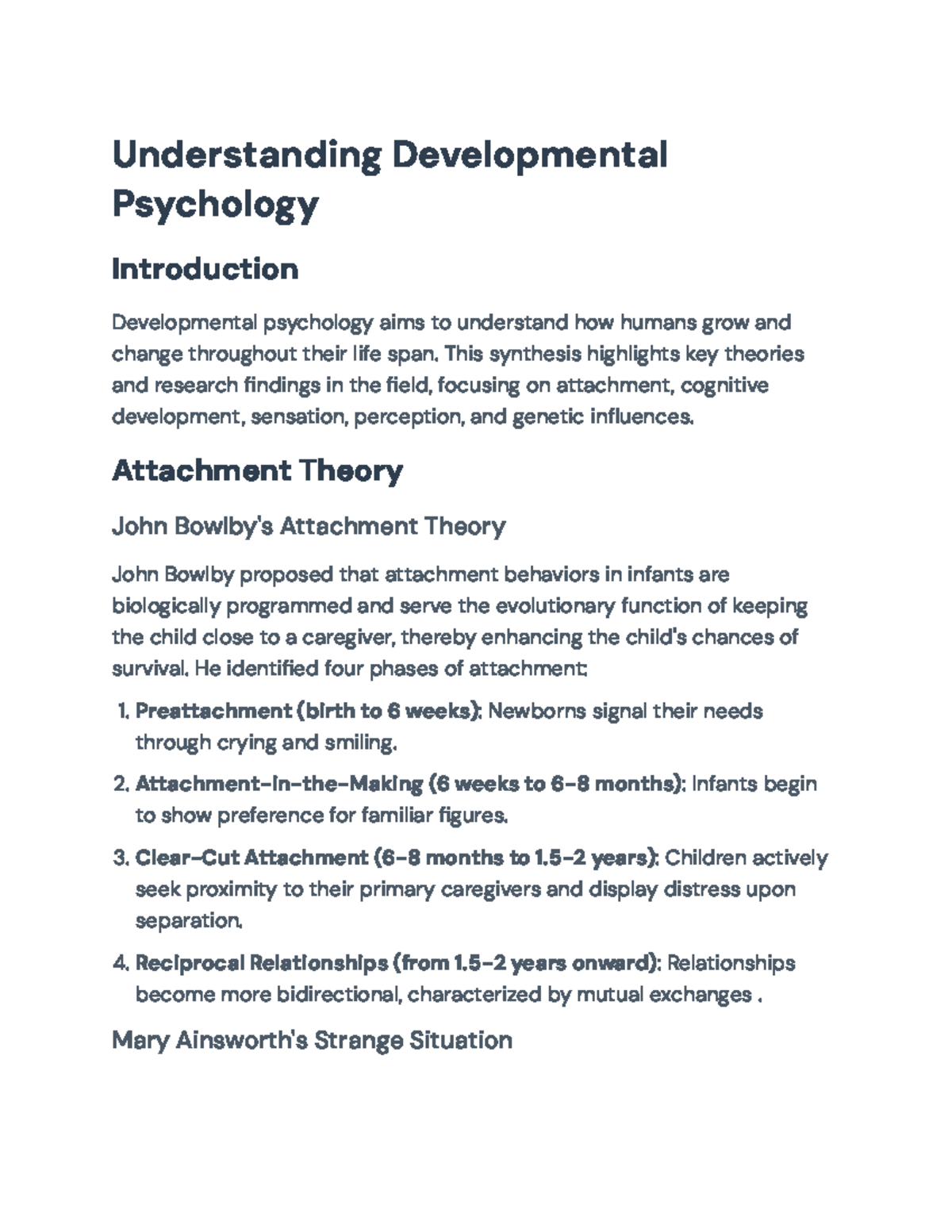 Developmental Psychology Overview: Key Theories and Research Insights ...