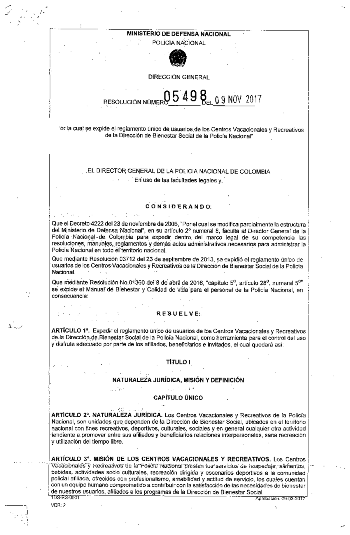 Reglamento Único de Usuarios de los Centros Vacacionales - Resolución ...