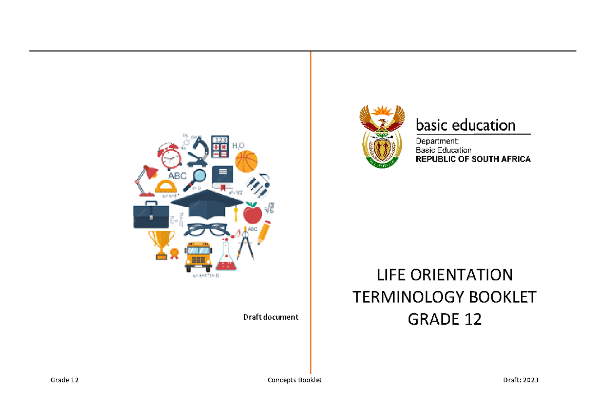 Grade 12 Life Orientation Terminology Booklet Draft: 2023 - Studocu