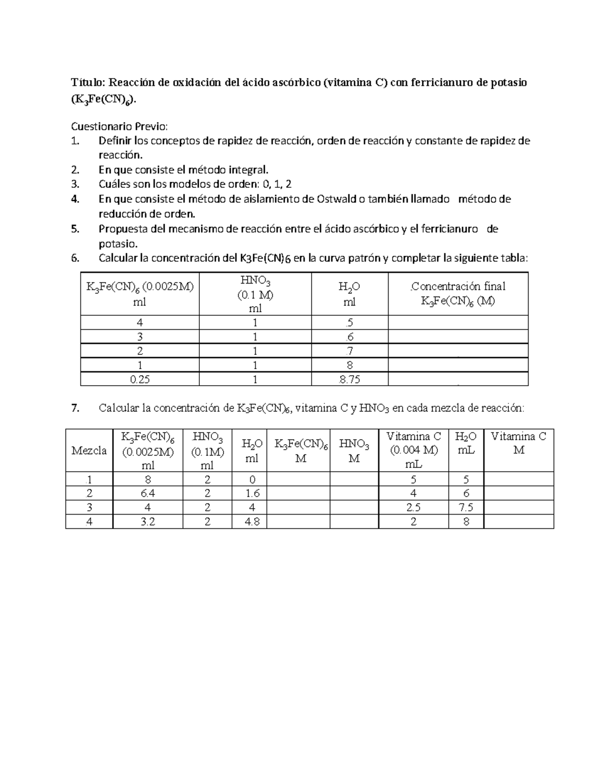 Previo 1 Oxidacion de Vitamina C - Título: Reacción de oxidación del ...