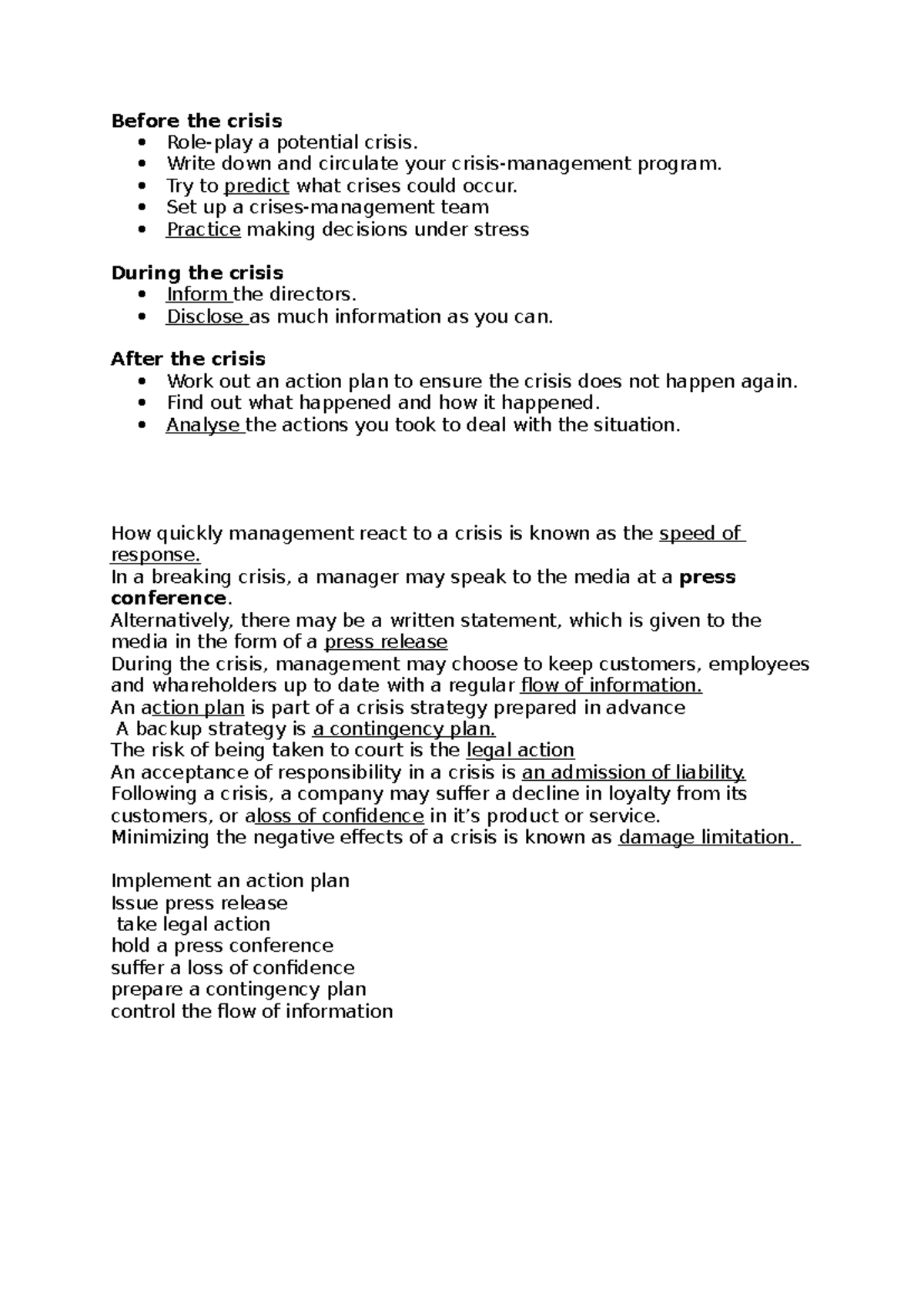 Crisis Management Strategies: Unit 11 2B Summary - Studocu