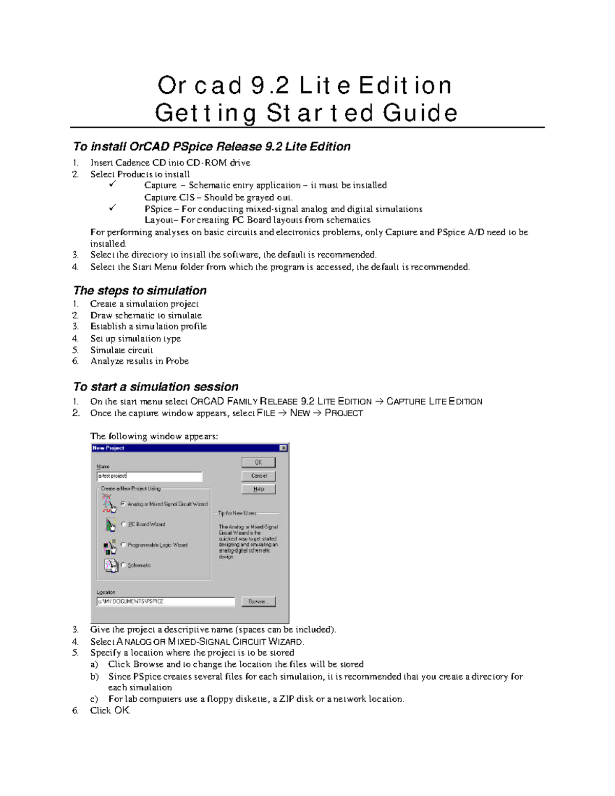 PSpice 9.2(Edition 1) + Send SVien - Orcad 9 Lite Edition Getting ...