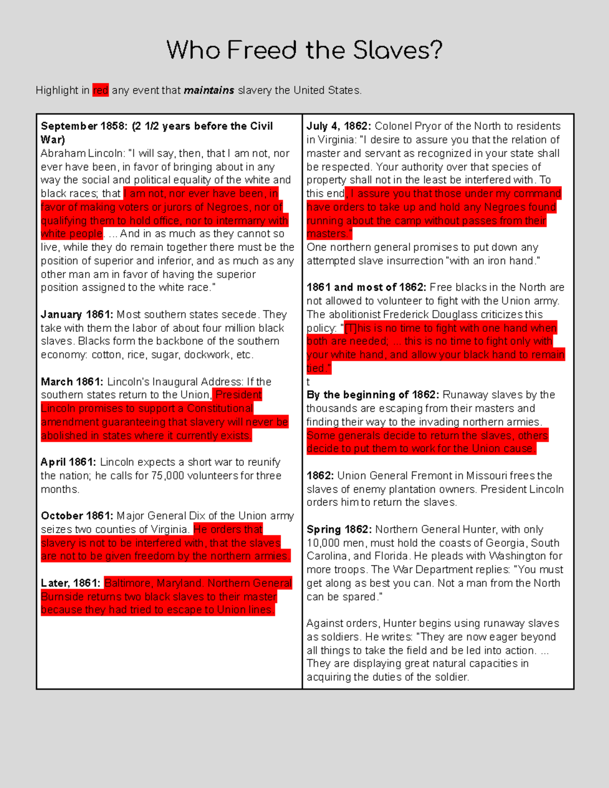 US History: Events Maintaining Slavery Before the Civil War (HIST 101 ...