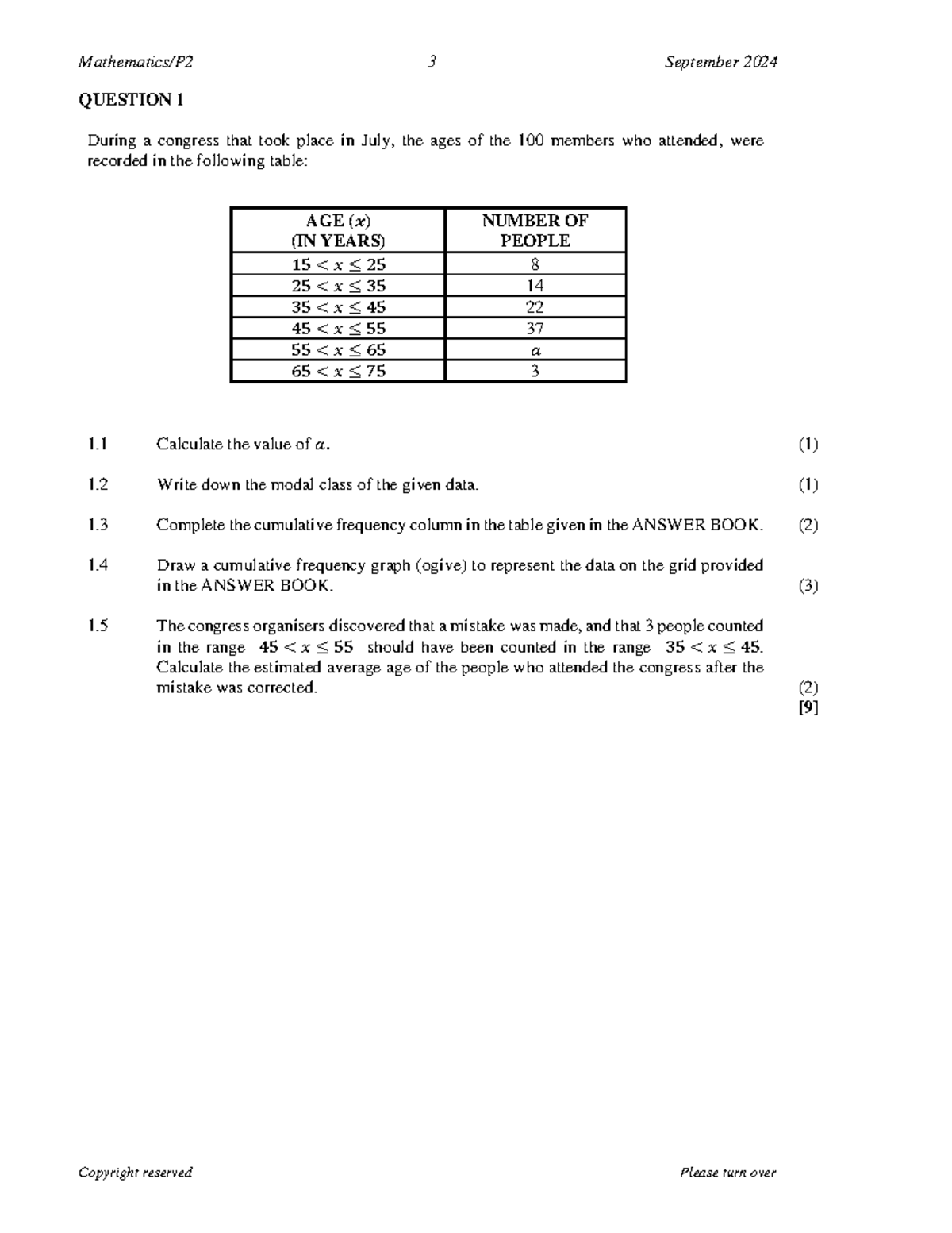 2024 WC Maths P2 Sept QP - Age Data Analysis & Corrections - Studocu