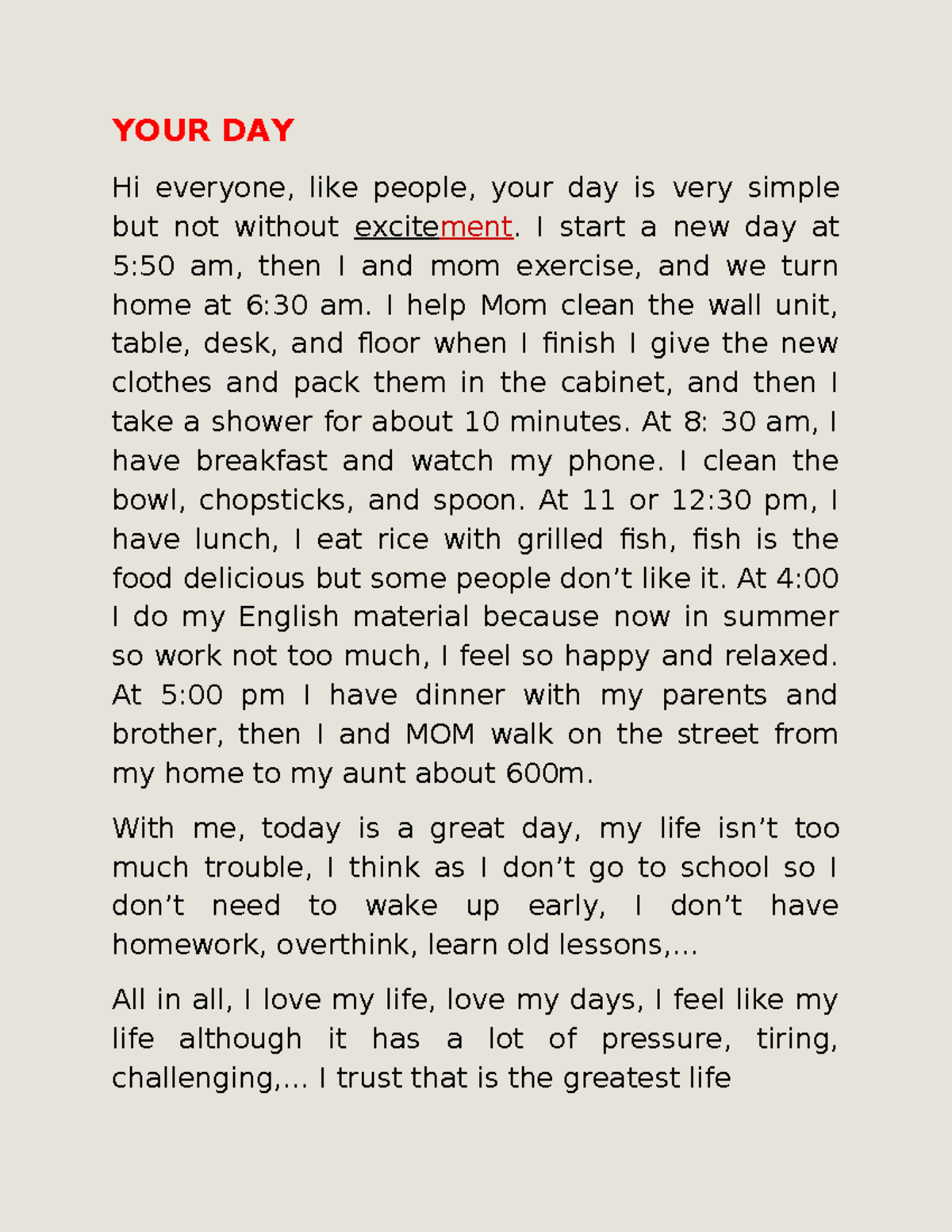 Daily Life Reflections: A Personal Journey and Weekend Chores - Studocu