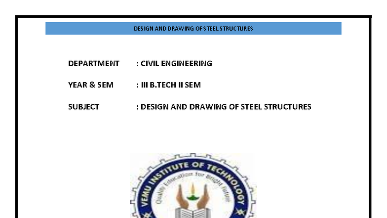 LTPC 3103 - Design and Drawing of Steel Structures Notes - Studocu