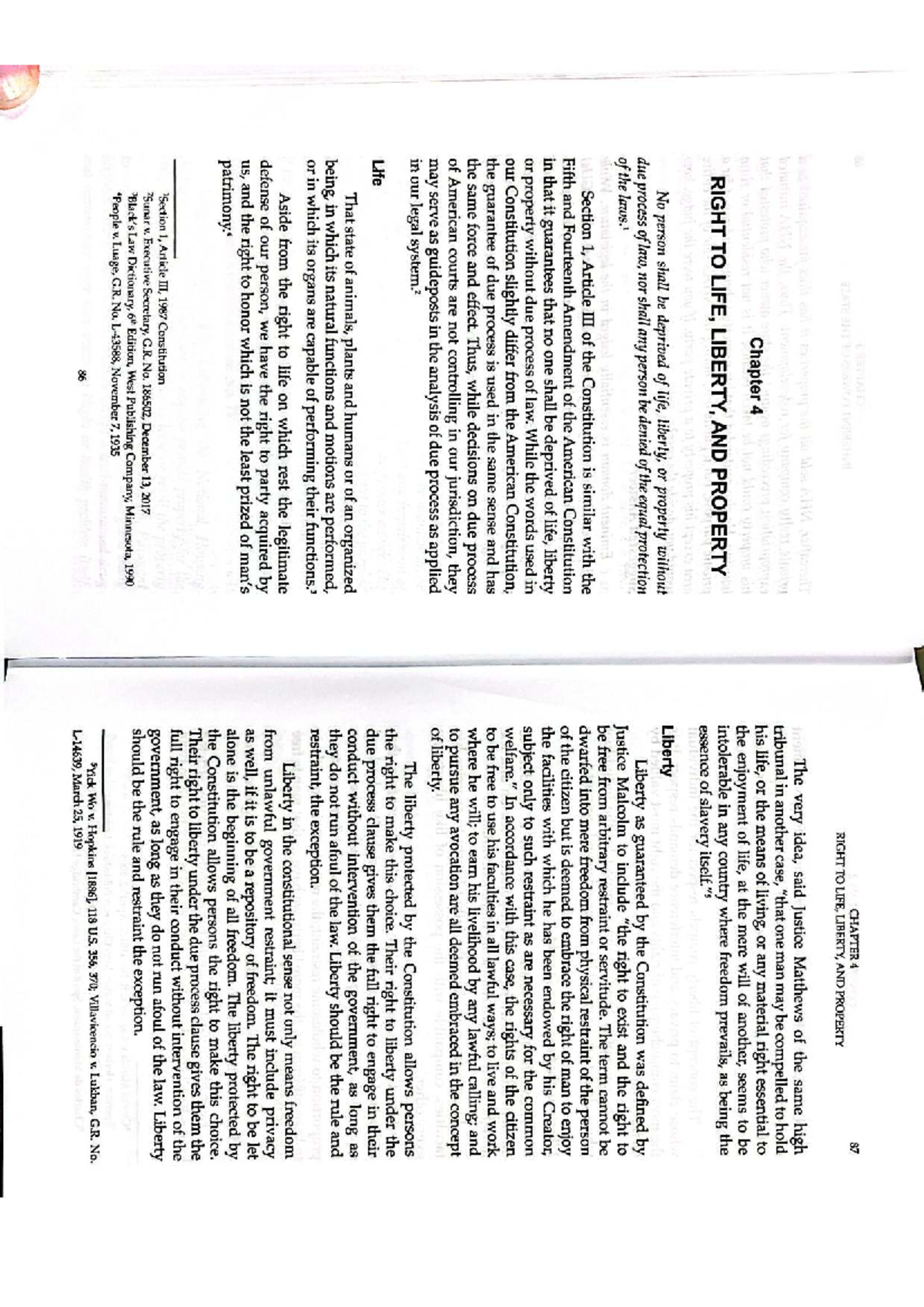 Constitutional Law II - Duka: Chapter 4 - Right to Life, Liberty, and ...