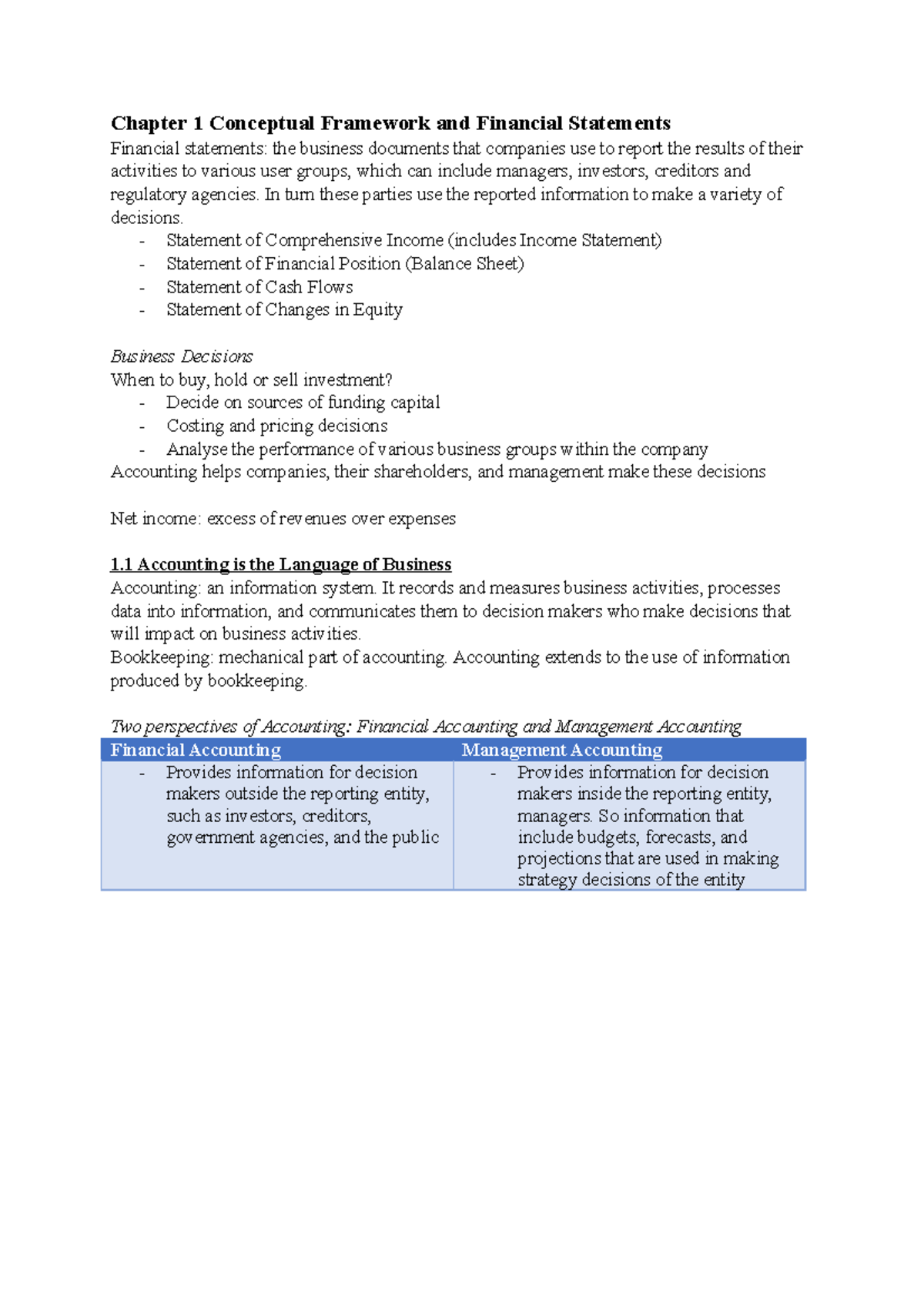 Financial Accounting - Chapter 1 Conceptual Framework and Financial ...