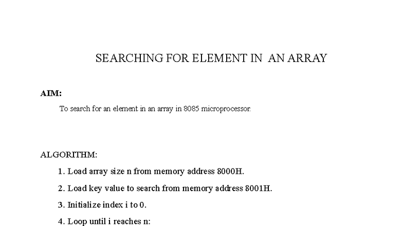 Searching for an Element in an Array - 8085 Microprocessor Program ...