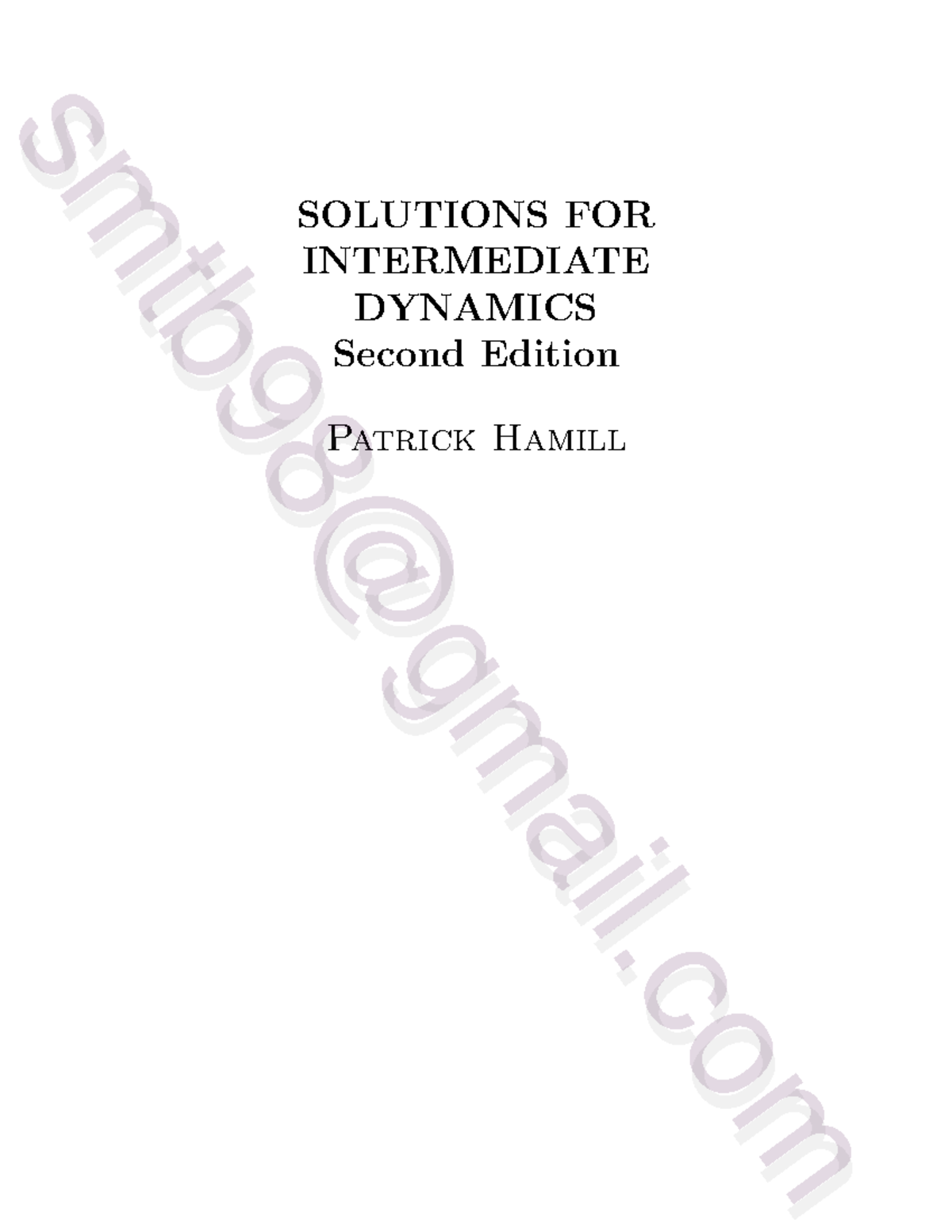 Solution Manual: Intermediate Dynamics (2nd Edition) by P. Hamill - Studocu