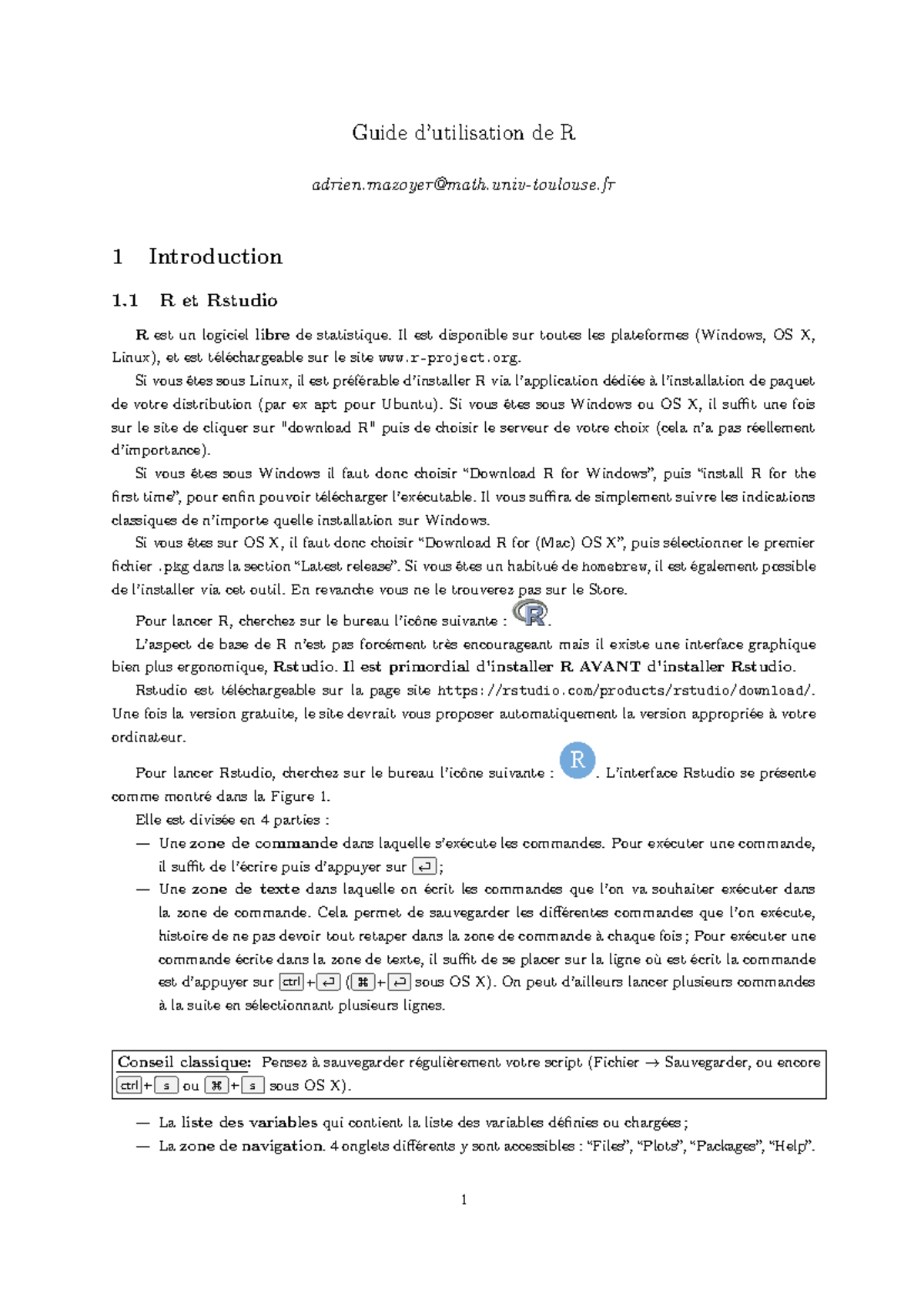Guide d’utilisation de R bio informatique - Guide d’utilisation de R ...