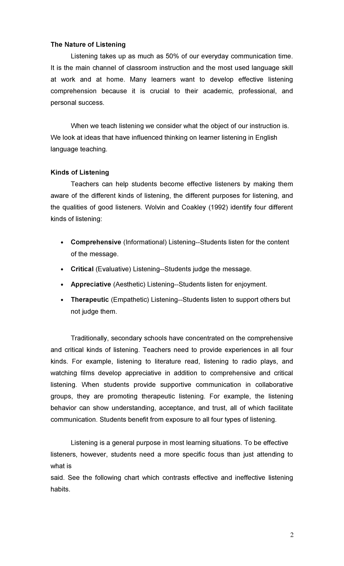 Nature, Types, & Stages of Listening in Education and Communication ...
