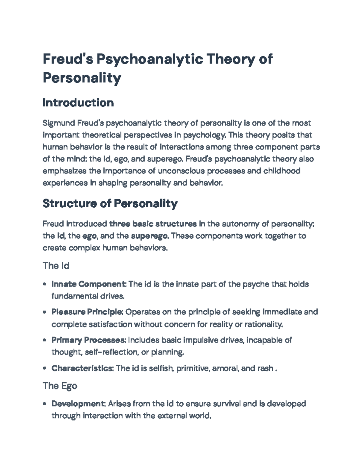 Freud's Psychoanalytic Theory of Personality: Key Concepts & Stages ...