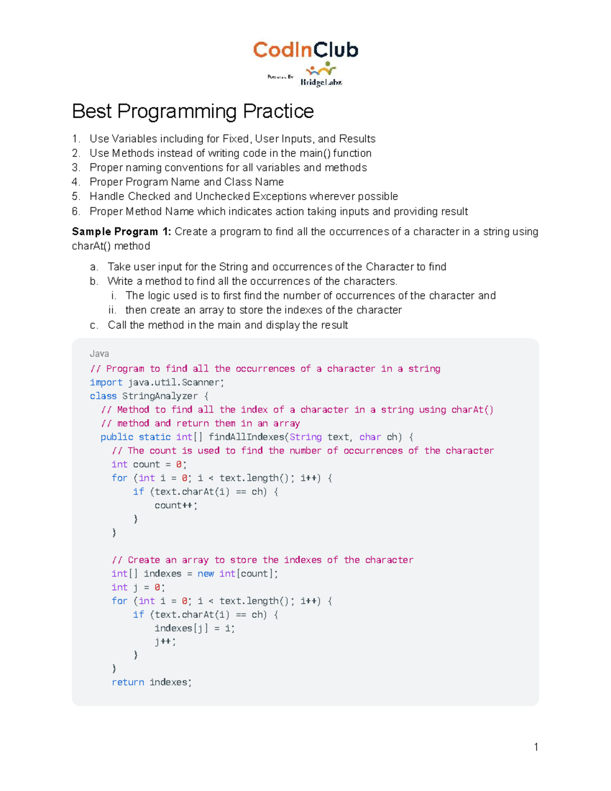 S1 - Java String Lab Practice: Variable Usage & Method Implementation ...