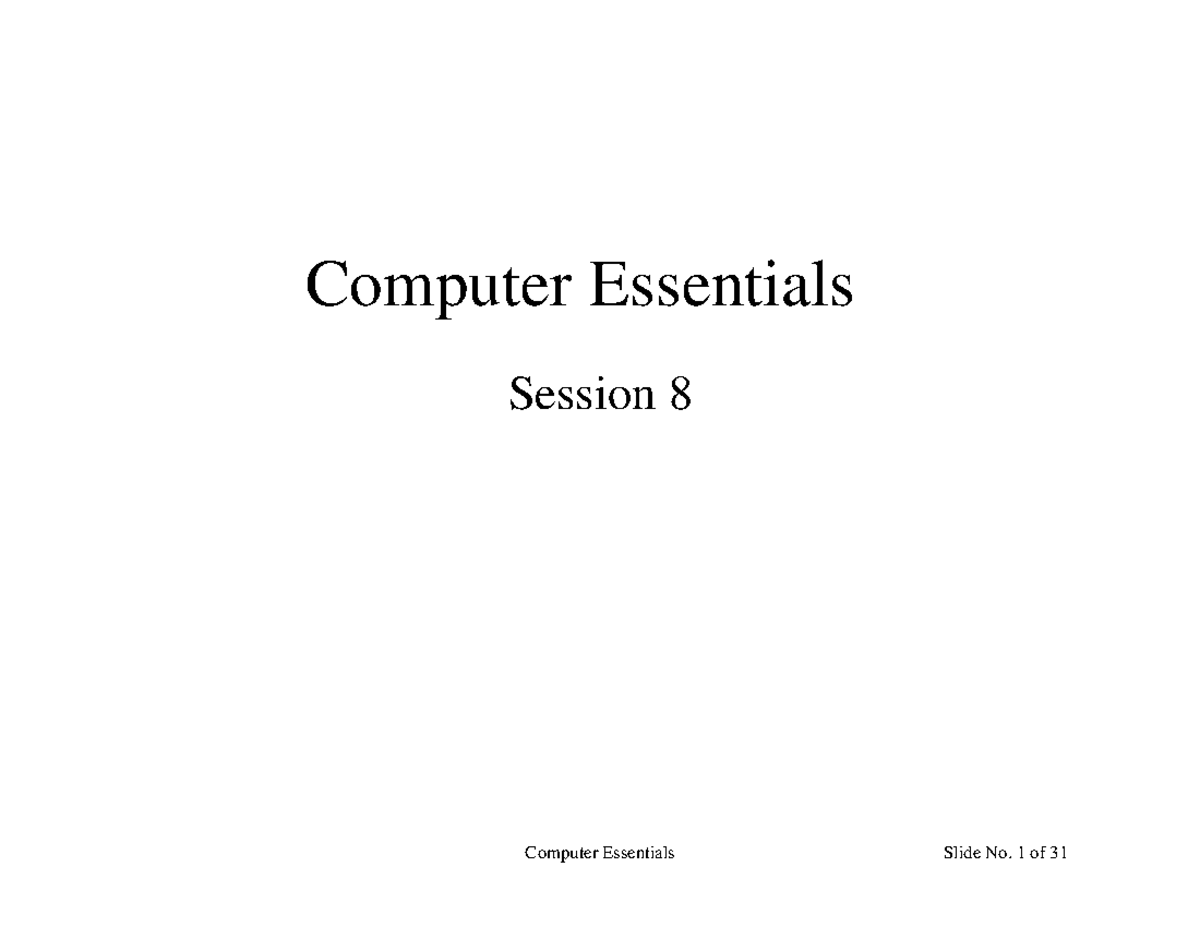 Computer Essentials - Session 8: Networks and Security Overview - Studocu