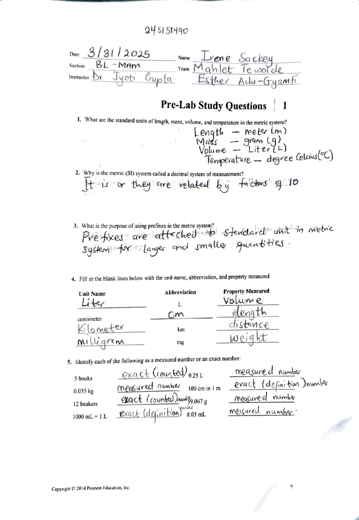 245151490 Chemistry Lab: Measurement & Conversion Factors Study Guide ...