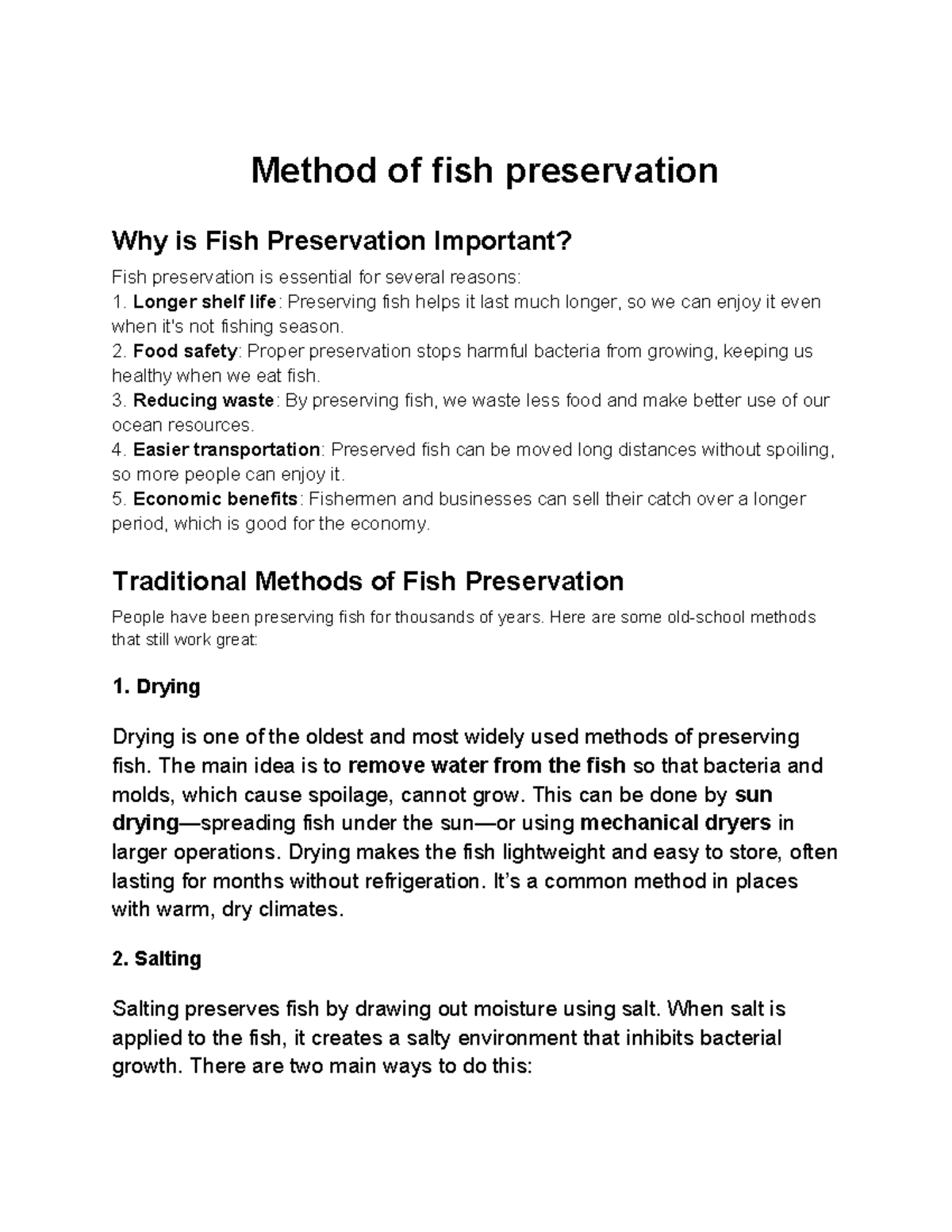 Methods of Fish Preservation and Net Weaving Techniques - Studocu