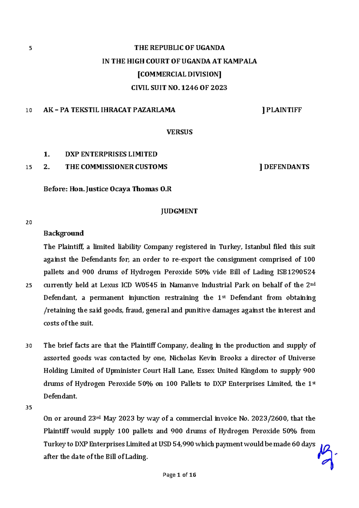 AK PA Tekstil Ihracat Pazarlama v DXP Enterprises Ltd: Judgment ...