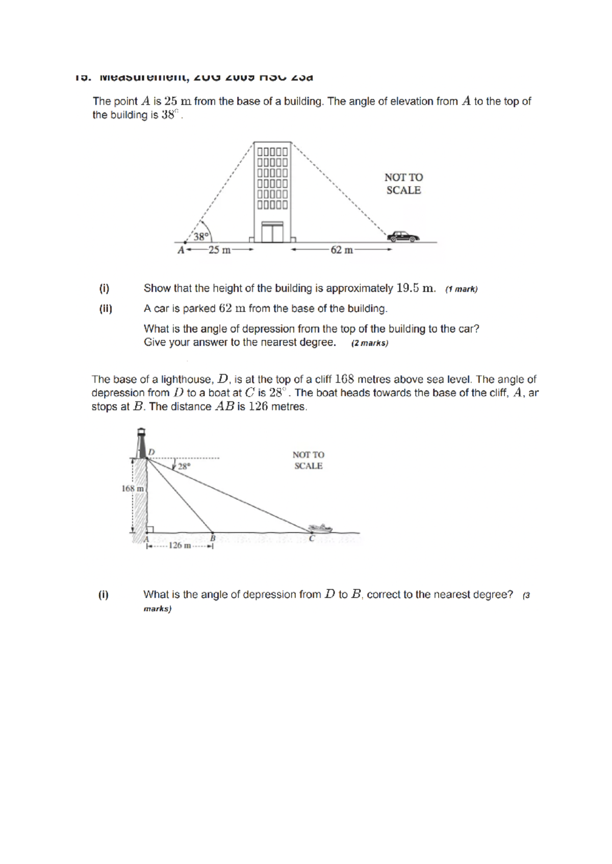 Trigonometry (3) Final Exam: Building Height & Angle of Depression ...