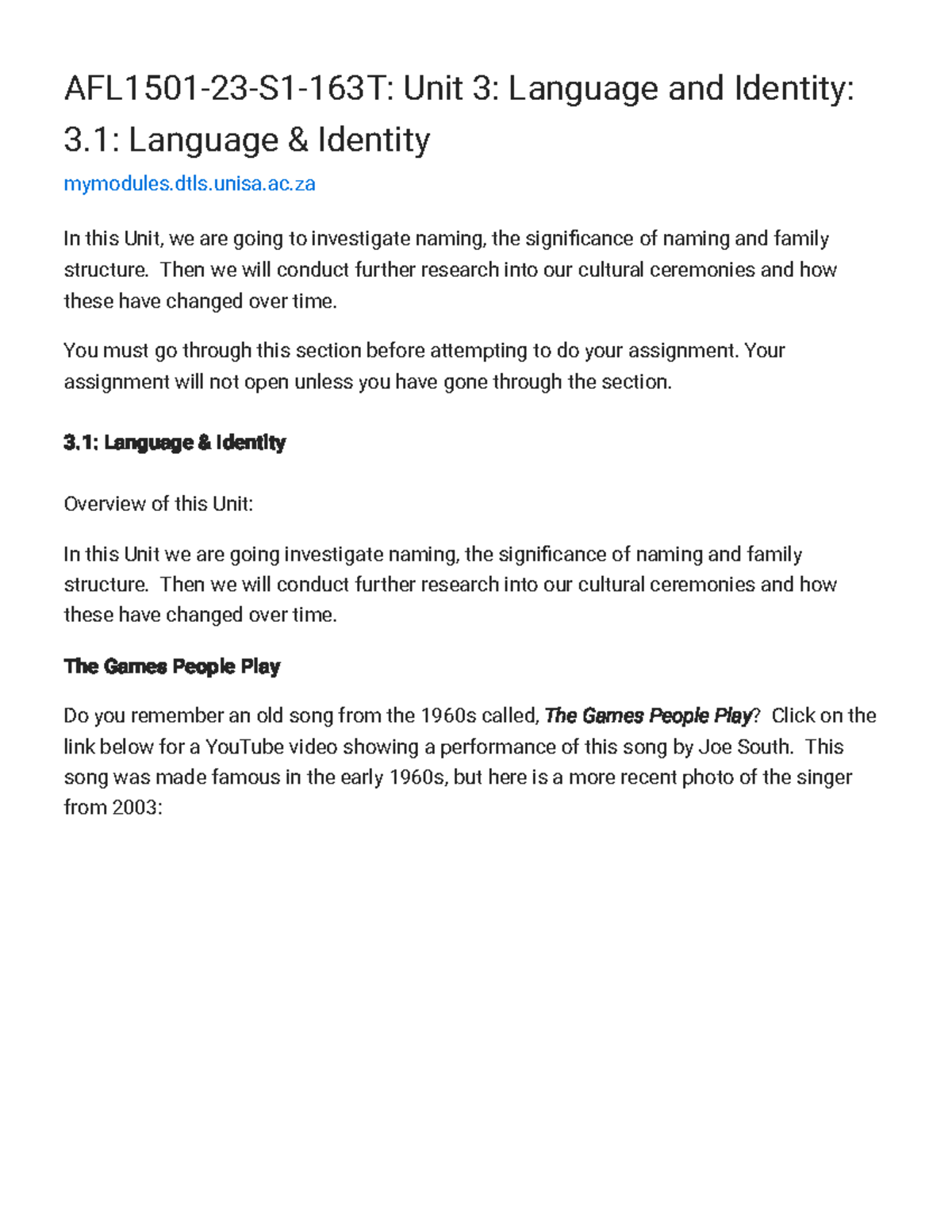 AFL1501-23-S1-163T Unit 3: Language and Identity Overview - Studocu