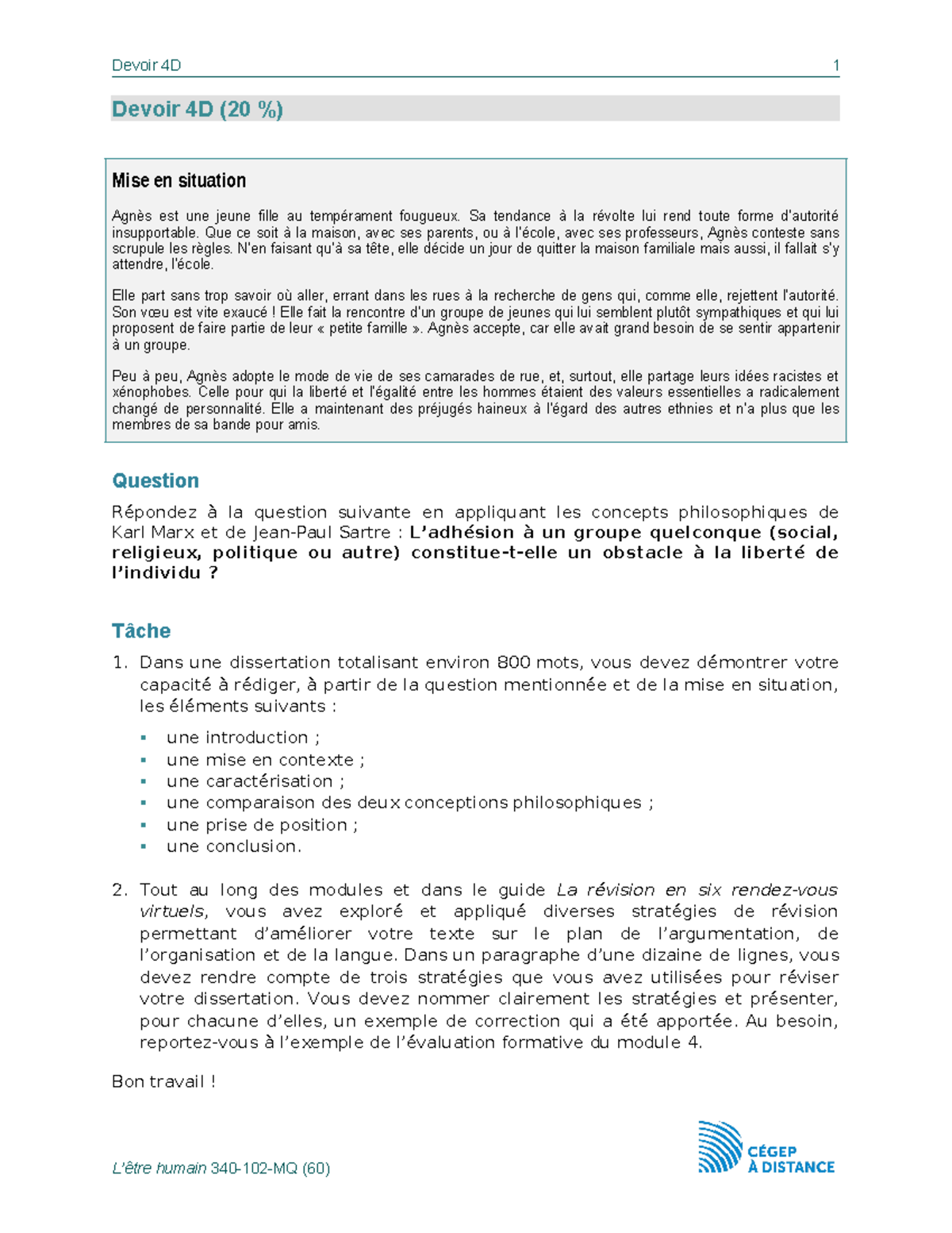 Devoir 4D : Analyse philosophique sur la liberté individuelle et l ...