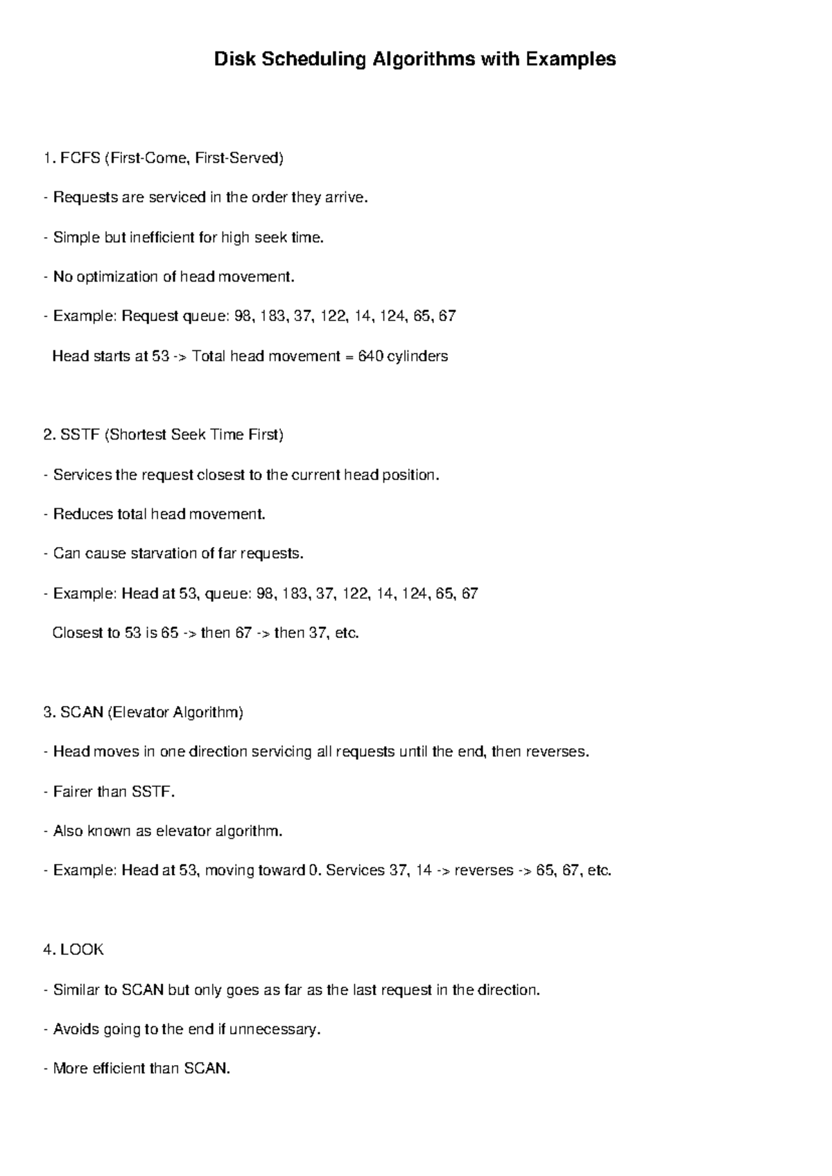 Disk Scheduling Algorithms: FCFS, SSTF, SCAN, and LOOK Explained - Studocu