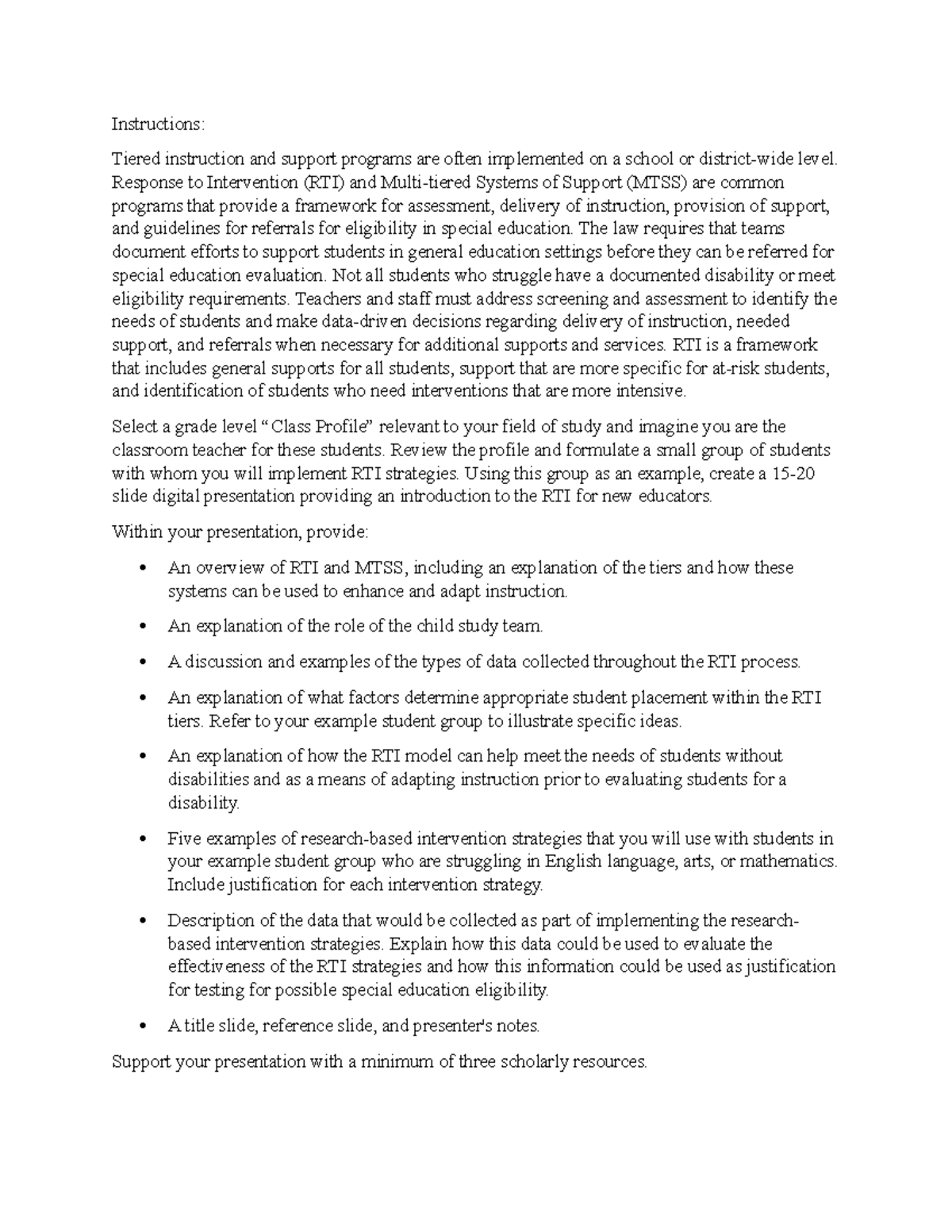 EDU 101: Week 2 Assignment on RTI & MTSS Strategies for Educators - Studocu