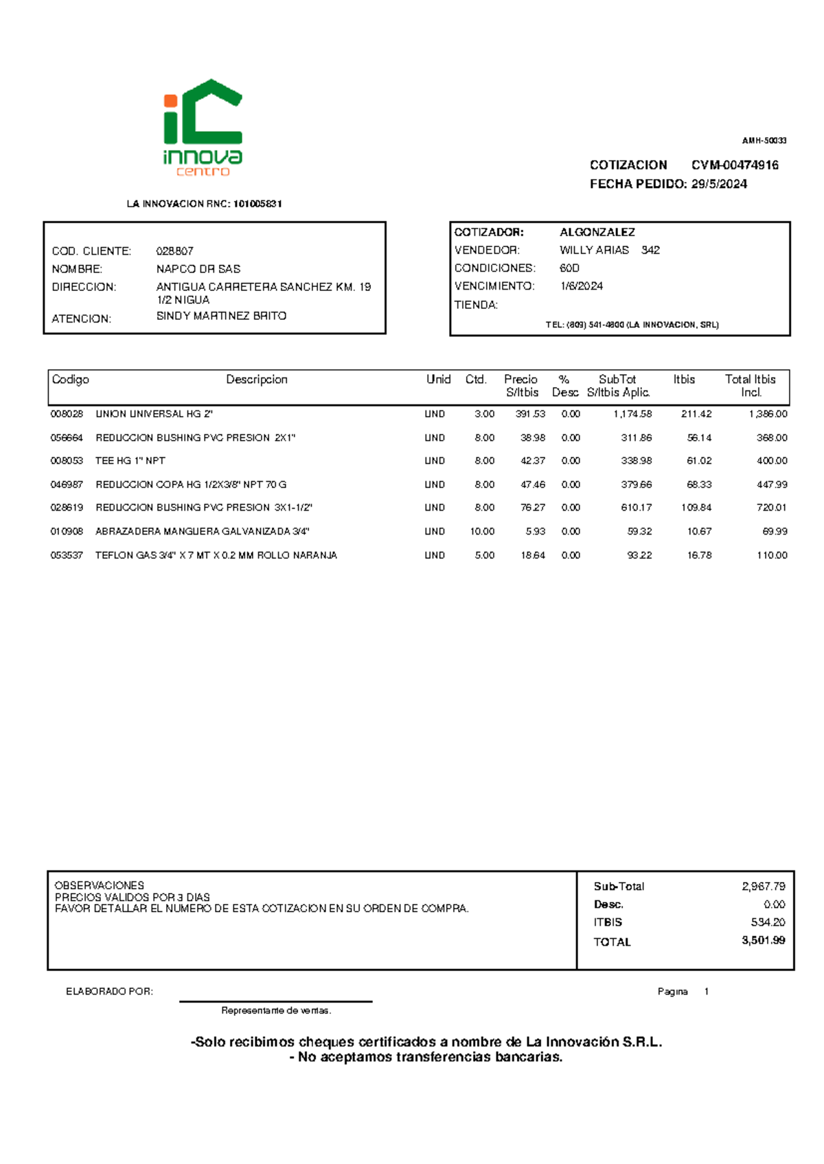 Napco DR SAS Quotation - 29-05-24 - Details and Prices - Studocu