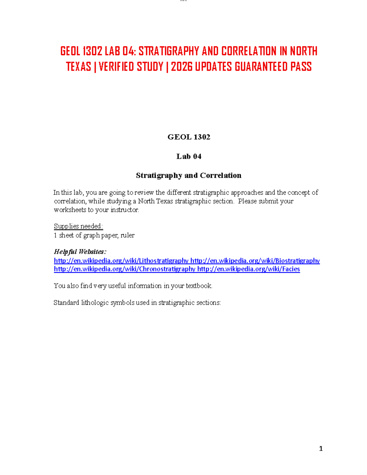GEOL 1302 Lab 04: Stratigraphy & Correlation in North Texas - Studocu