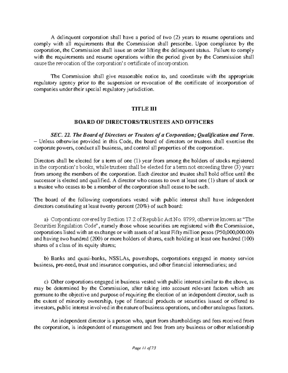 RA 11232: Corporate Governance - Sections 22-26 Overview and Guidelines ...