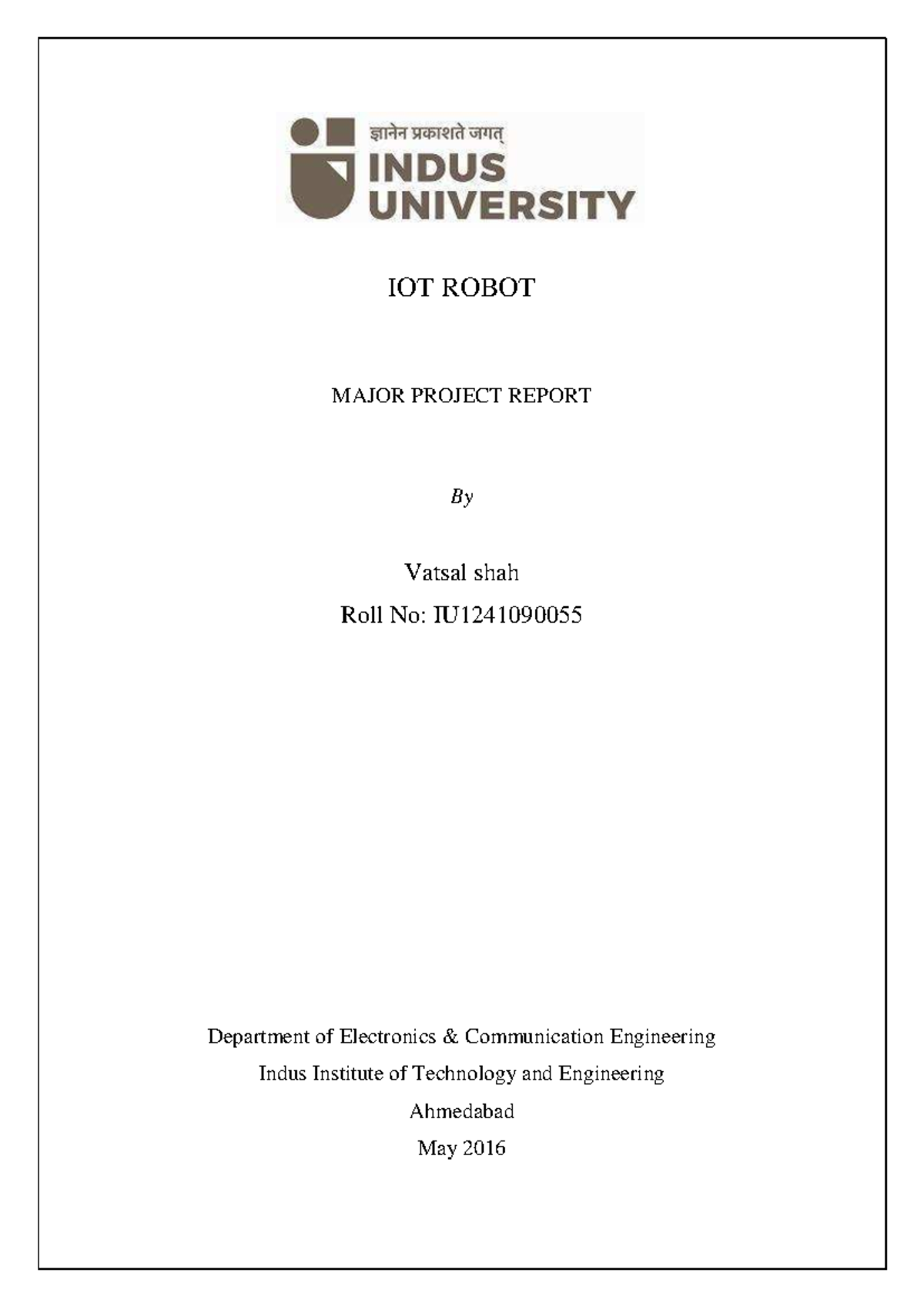 IOT Robot Major Project Report - Electronics & Communication Engg ...