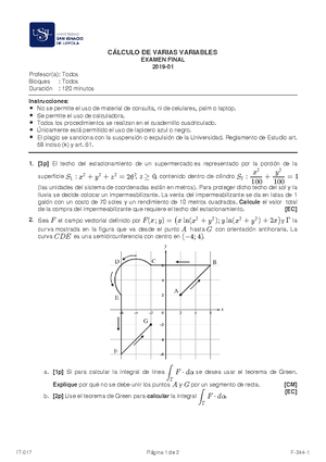 PC2 CALCULO DE VARIAS VARIABLES - PRÁCTICA CALIFICADA N° 2 - CÁLCULO DE VARIAS VARIABLES 2023 ...