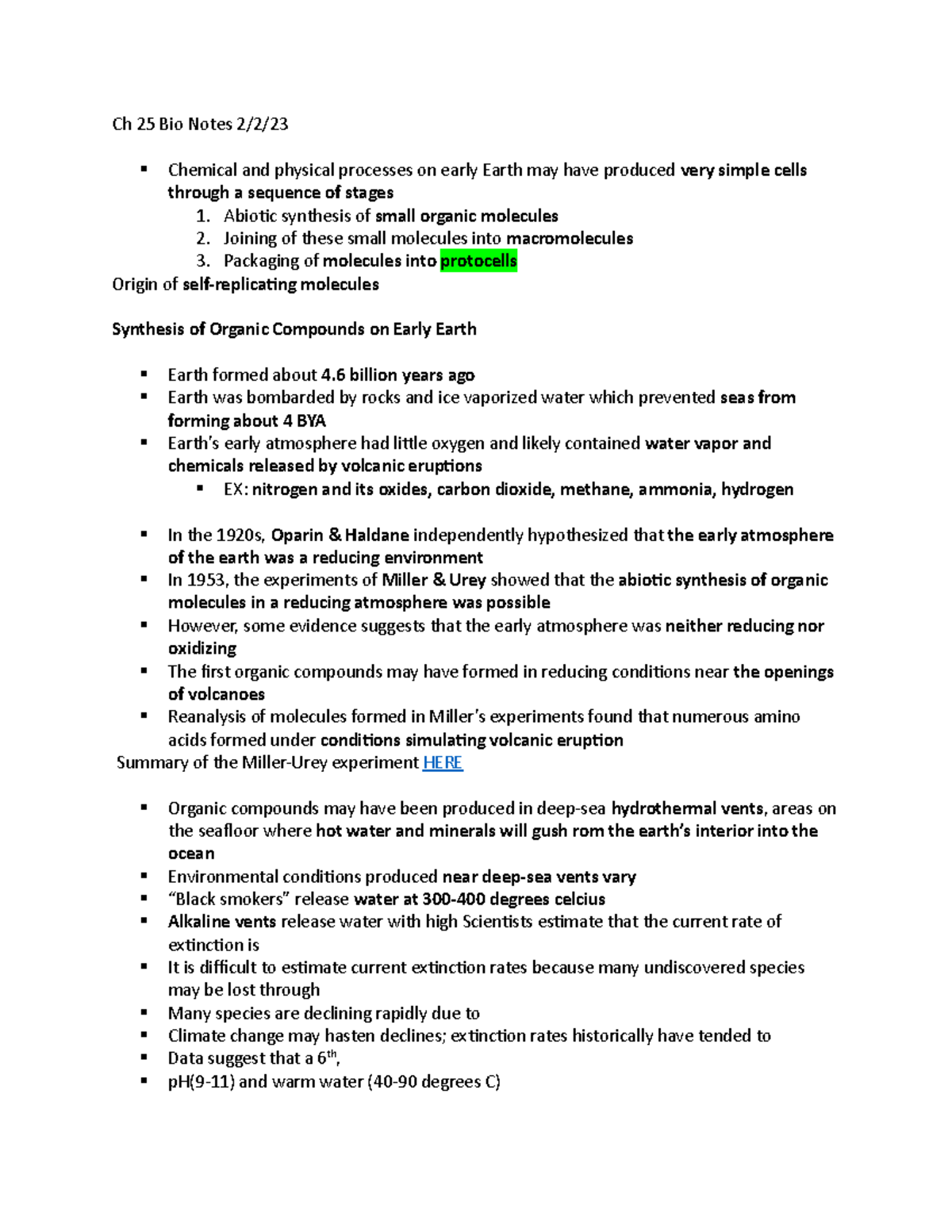 Ch 25 Bio Notes - Origins of Life on Earth & Adaptive Radiation ...