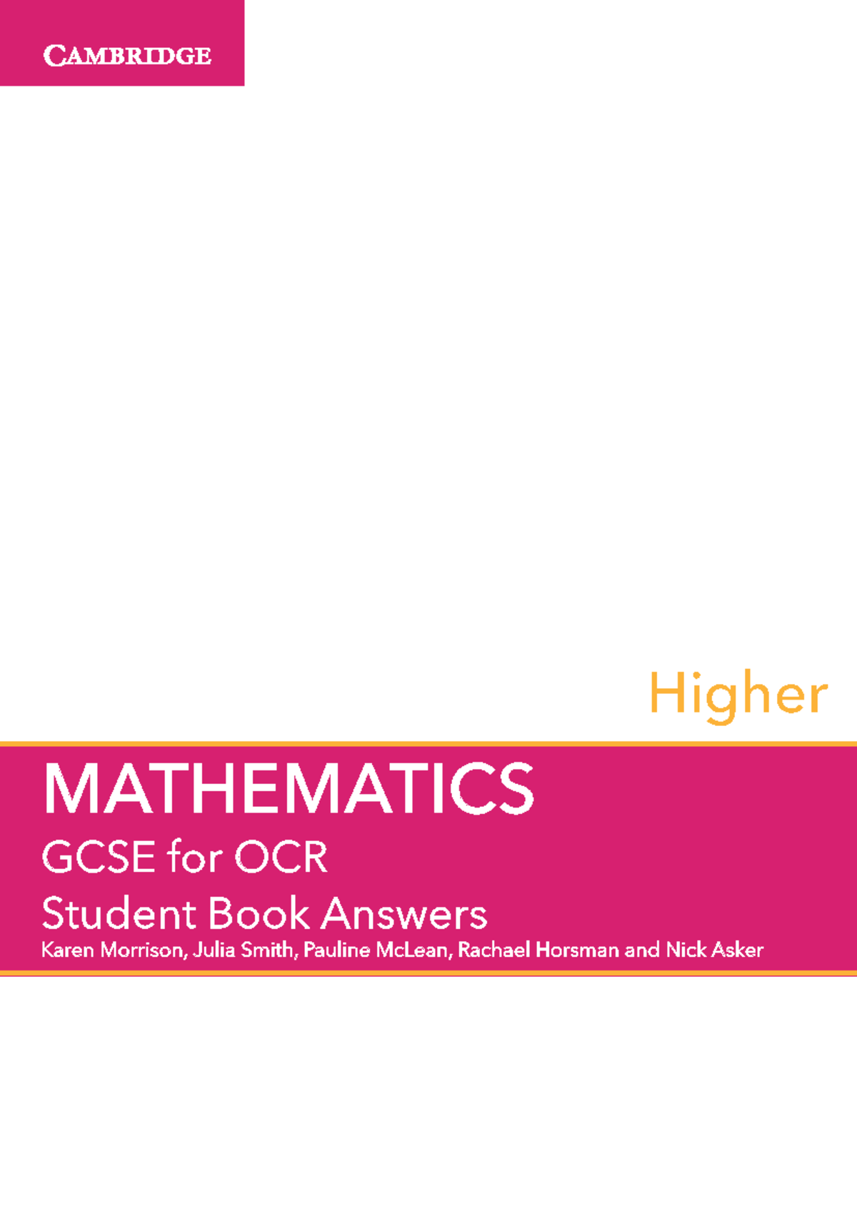 GCSE Mathematics for OCR Higher - Complete Student Book Answers - Studocu