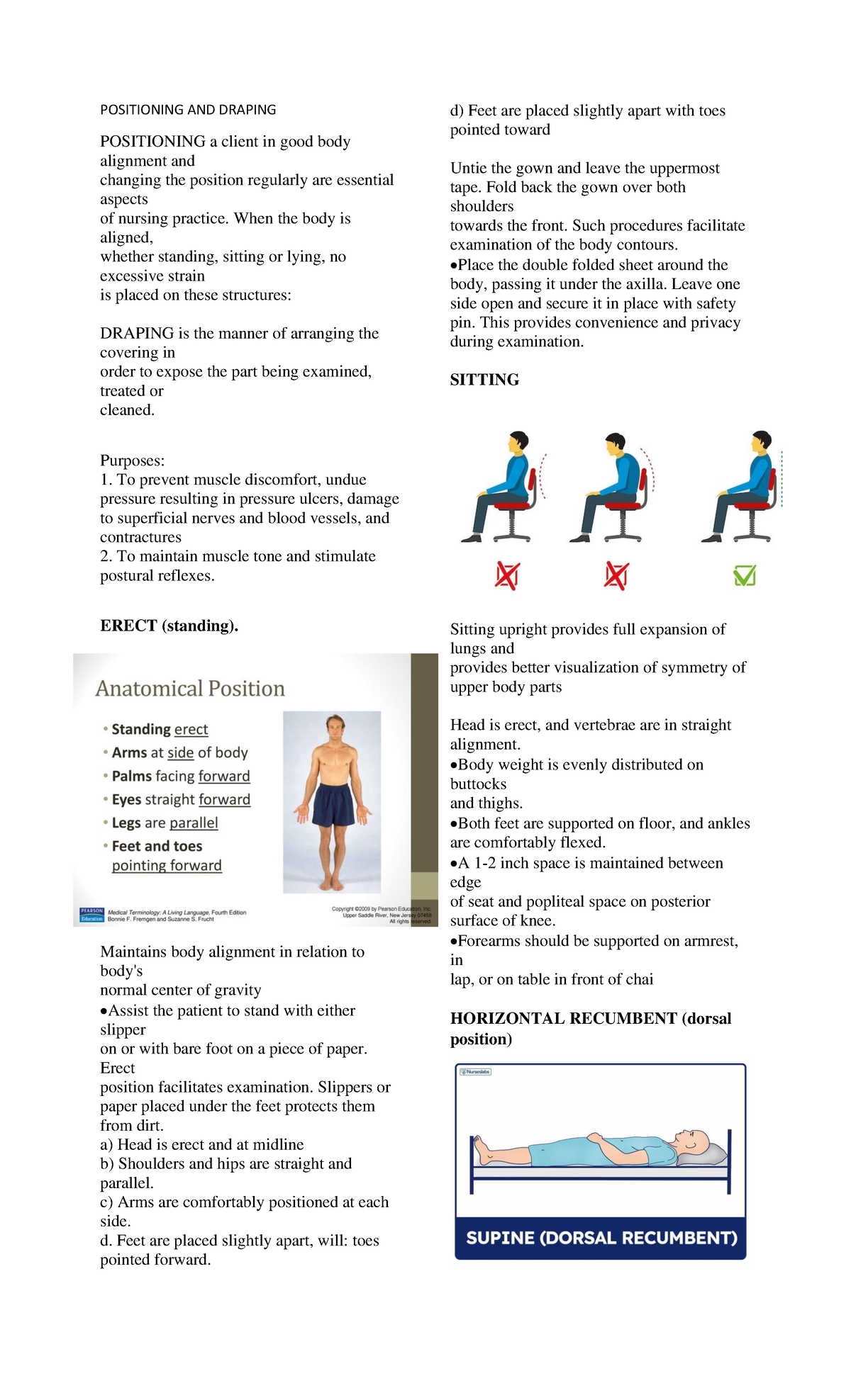 Positioning and Draping Techniques for Nursing Practice - Studocu