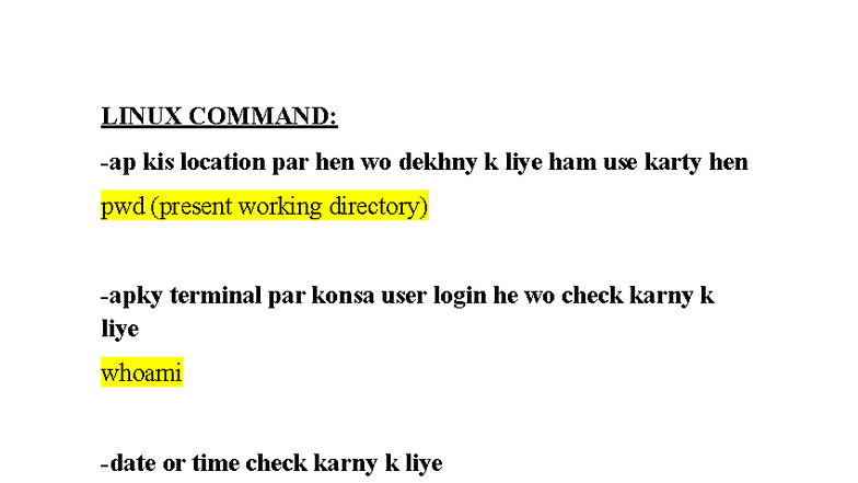 LINUX 101: Basic Commands & Usage Notes - Studocu