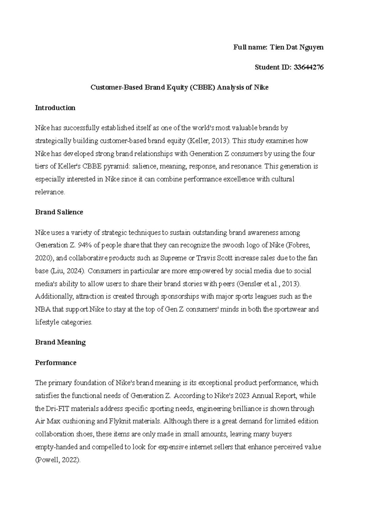 CBBE Analysis of Nike: Building Strong Bonds with Gen Z Consumers - Studocu