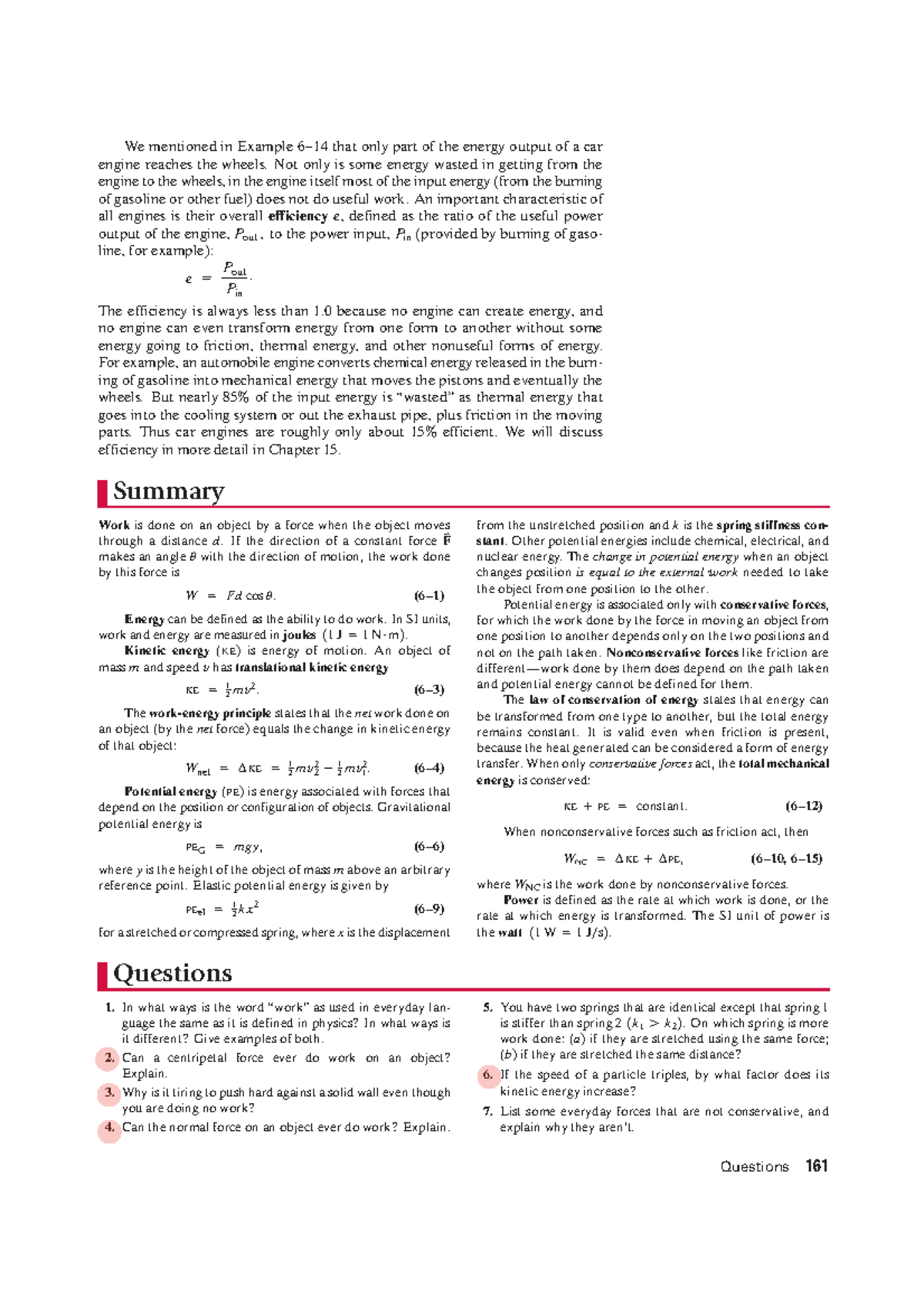 Ch 06 – Work and Energy: Practice Questions and Solutions - Studocu